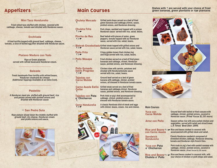 LB Menu — Honduras Kitchen