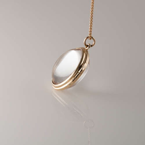 Large 14k Rock Crystal Cabochon Locket — Gladstone Jewelry