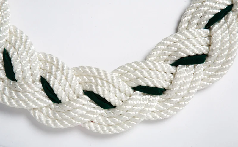 Hunter Green And White Rope Wreath — First Harbor Company