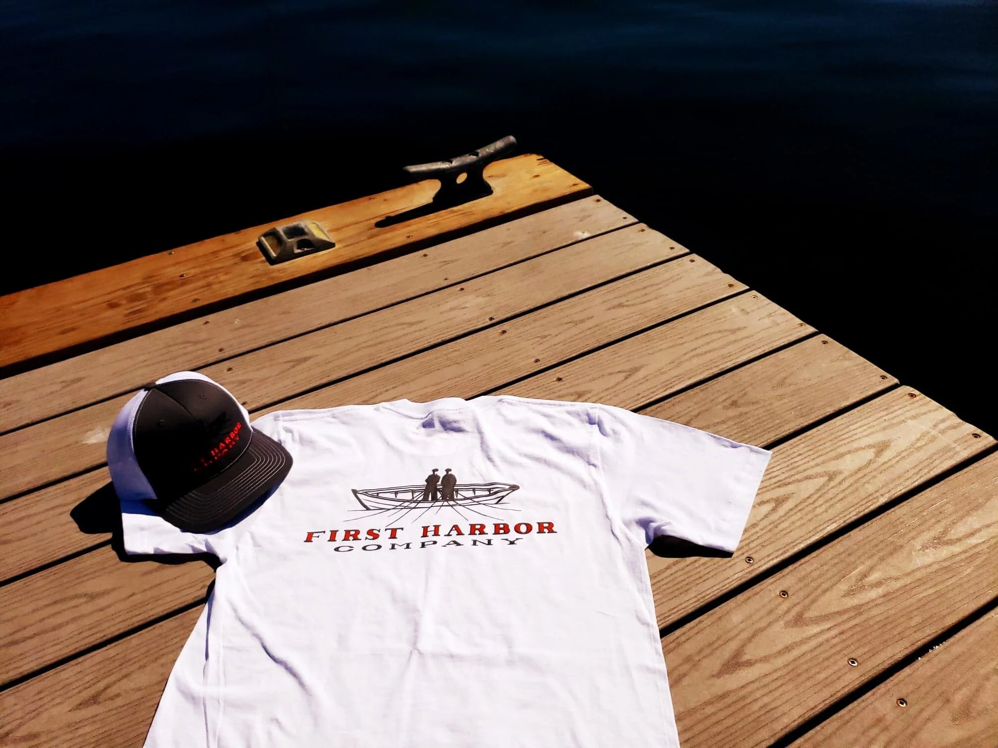First Harbor Short-Sleeve White & Red Tee — First Harbor Company