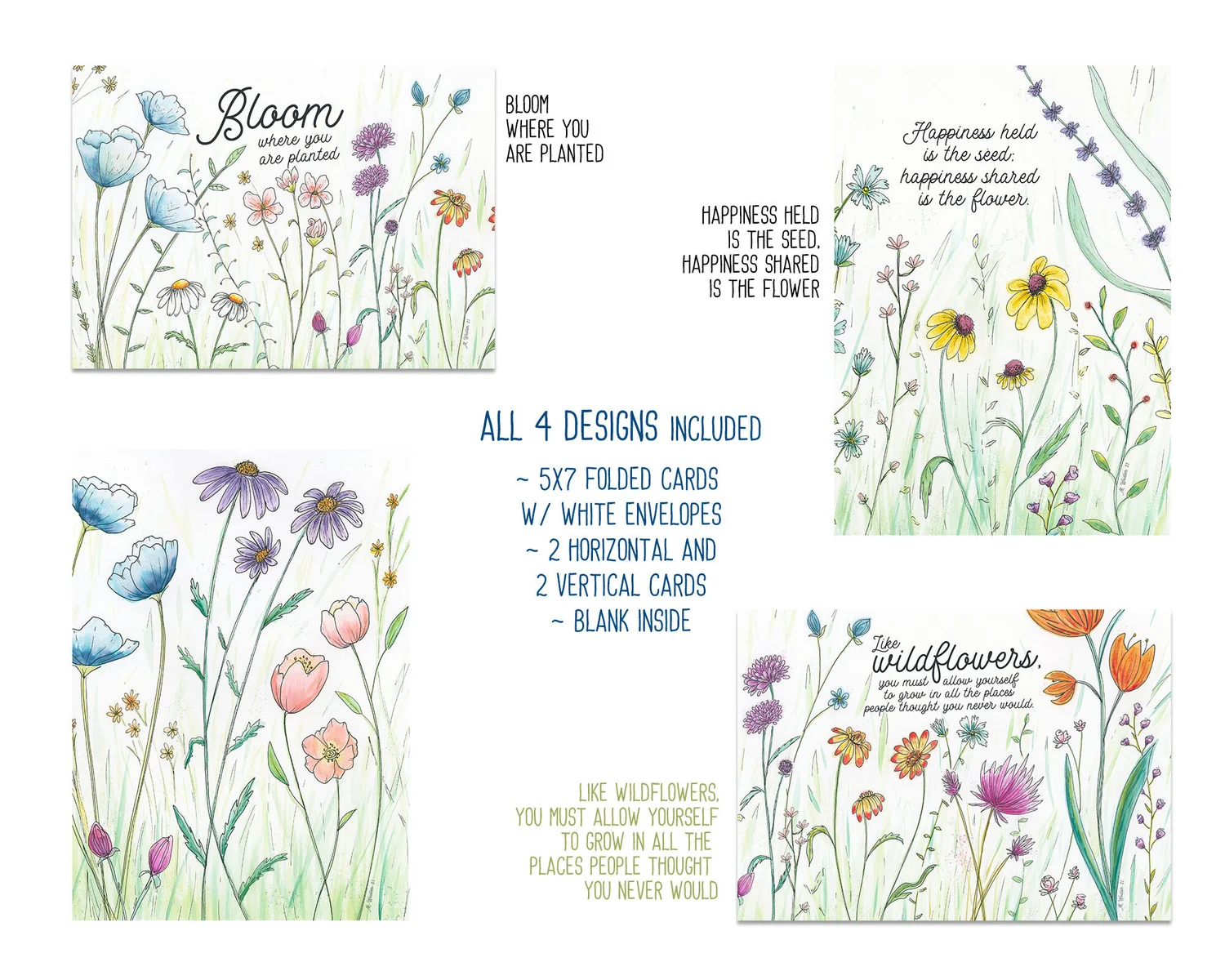 Colorful Wildflower Drawings