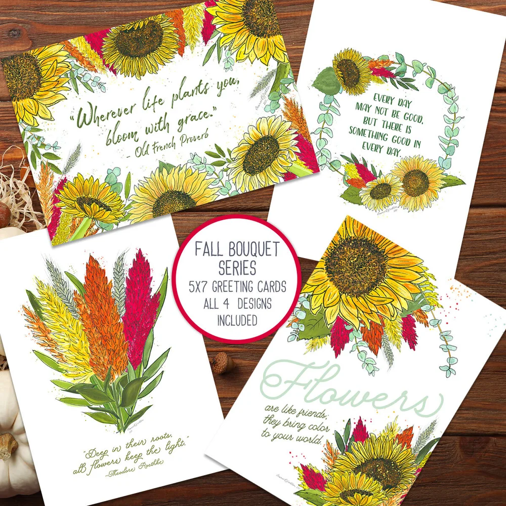 Greeting Cards Design With Flowers