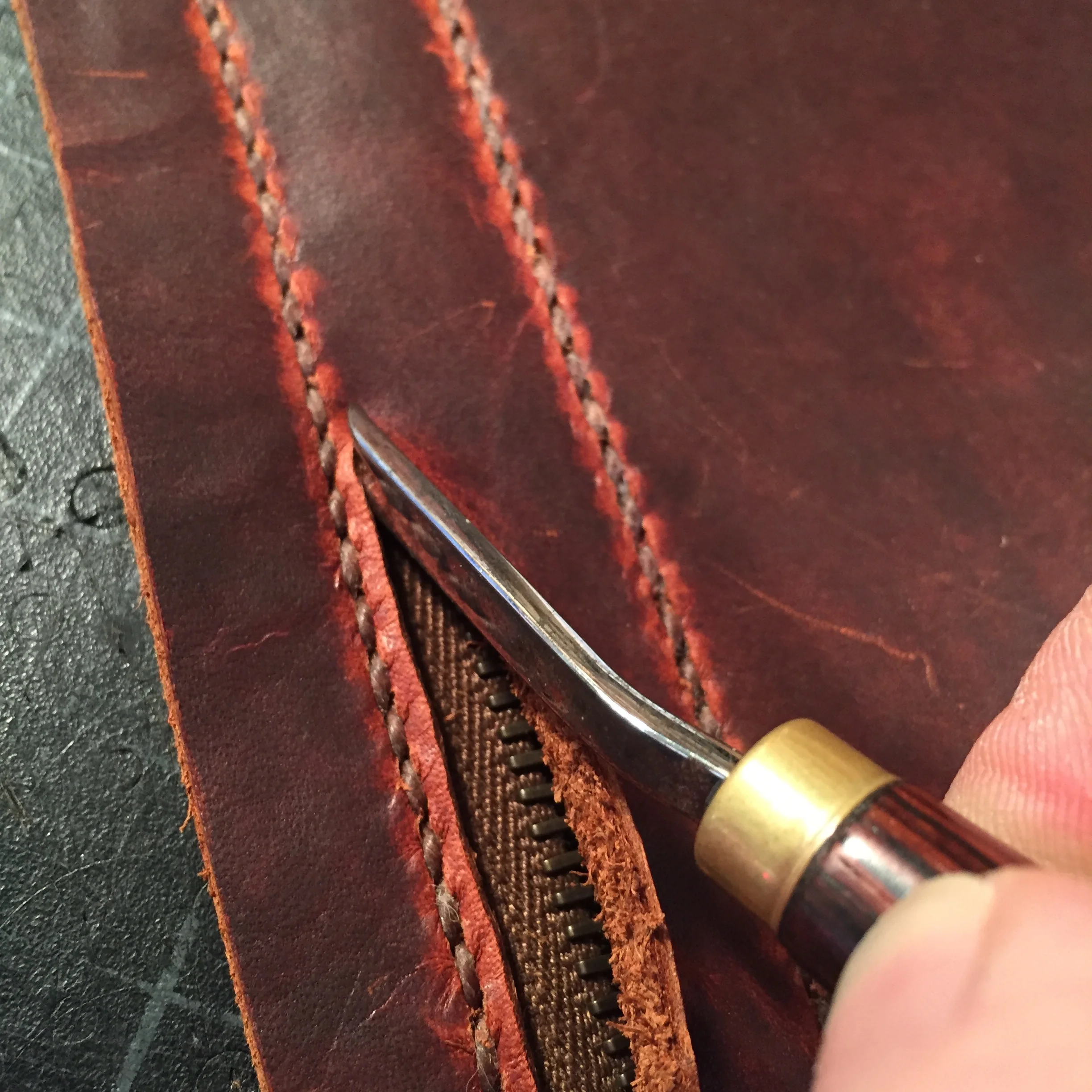 Installing a zipper. — ZeeBee Leather