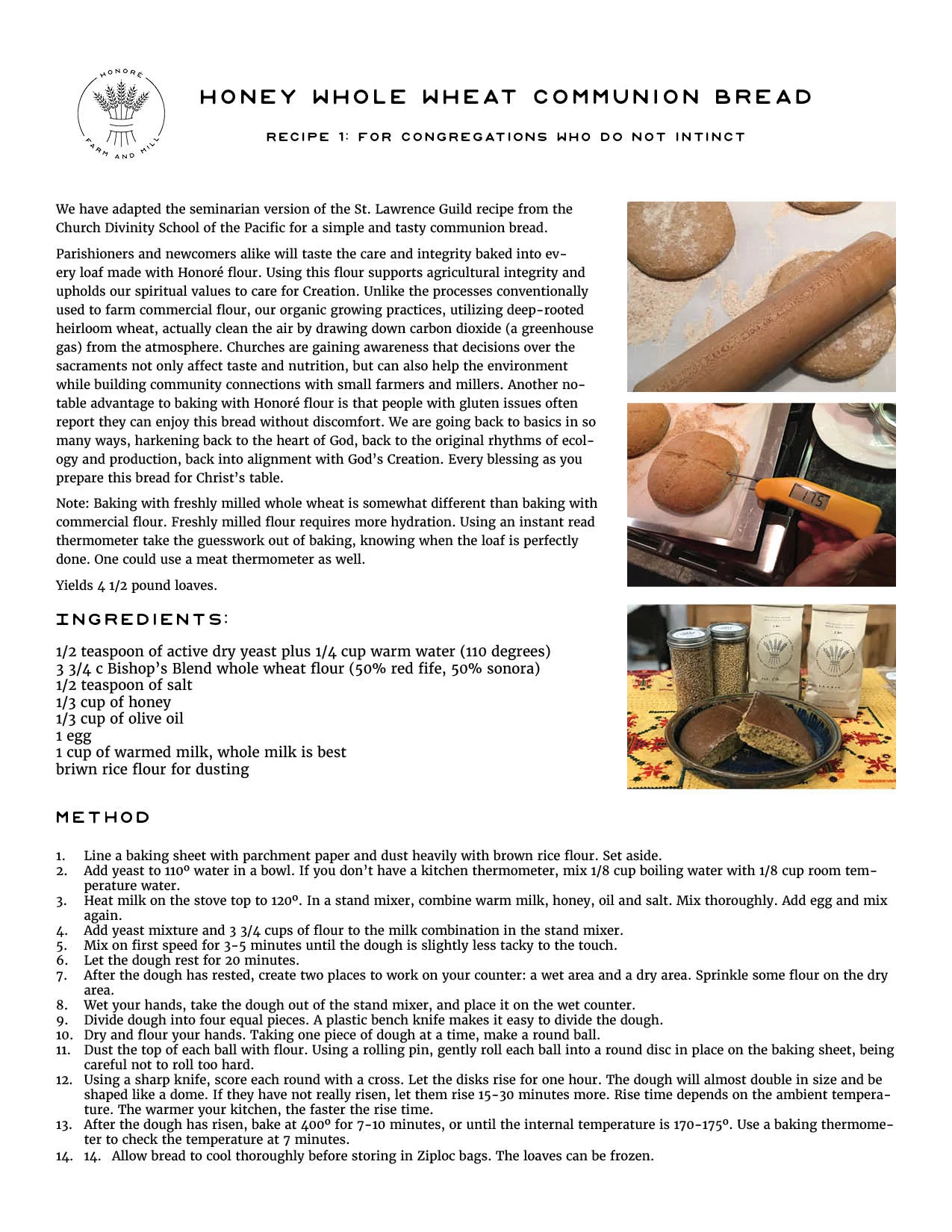 Communion Bread Recipe 1 — Honore Farm and Mill