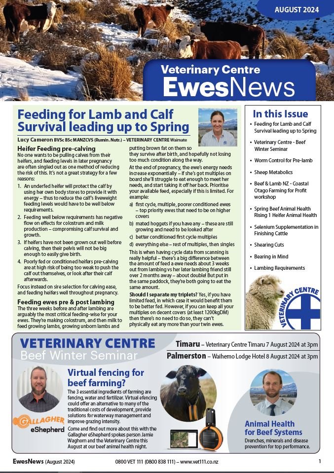 Sheep, Beef & Deer Calendar — The Veterinary Centre