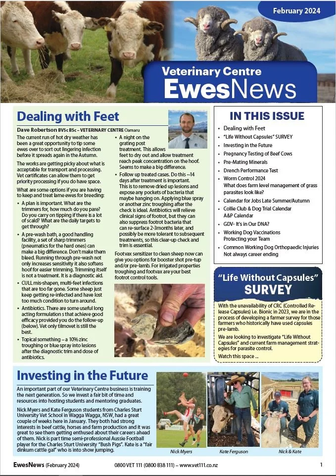 Sheep, Beef & Deer Calendar — The Veterinary Centre
