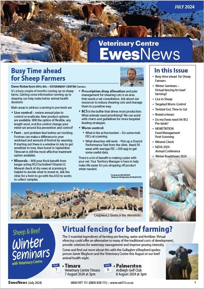 Sheep, Beef & Deer Calendar — The Veterinary Centre