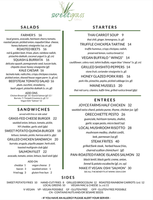 Menu — Sweet Grass Grill