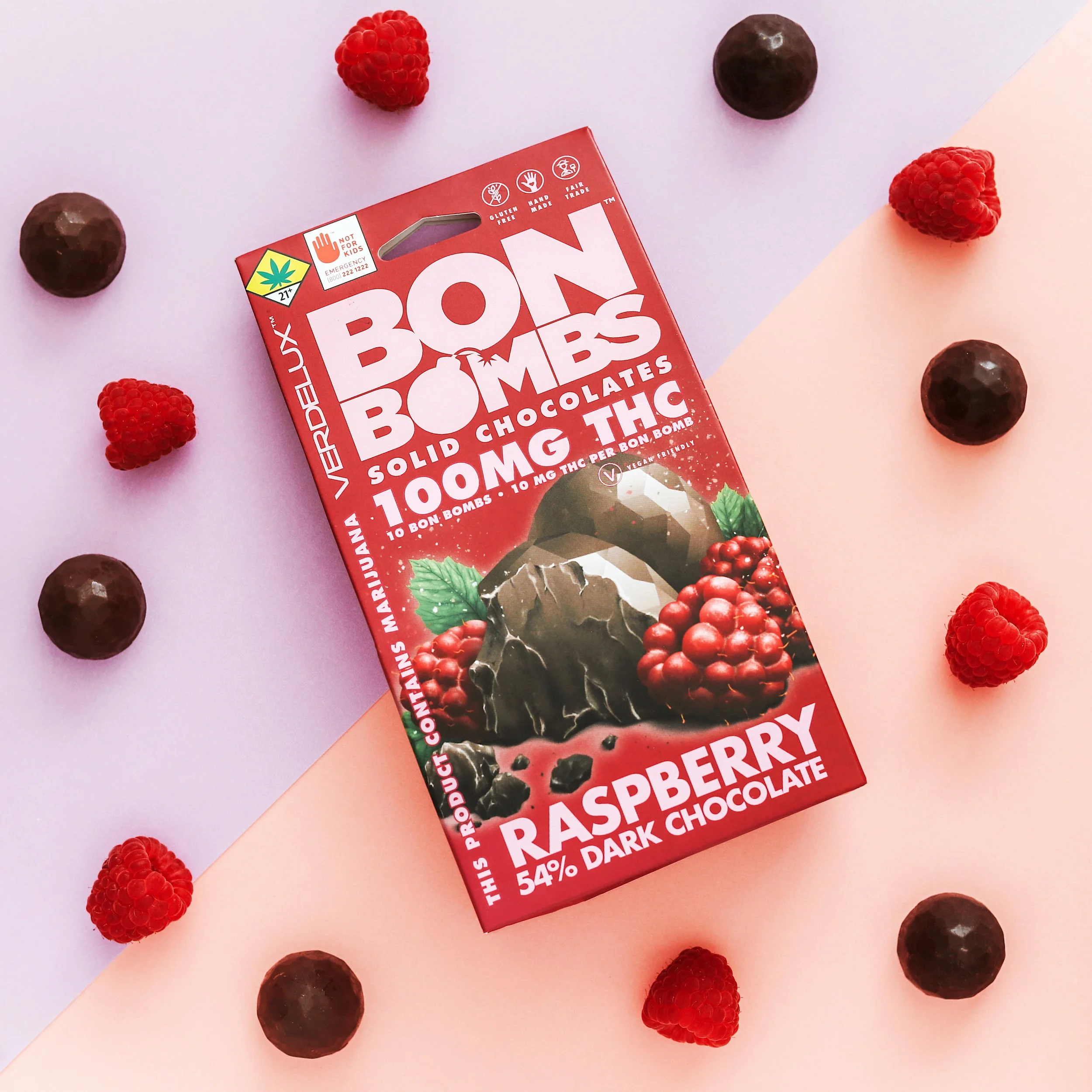 BON BOMBS Dark Raspberry Solid Chocolate Edibles