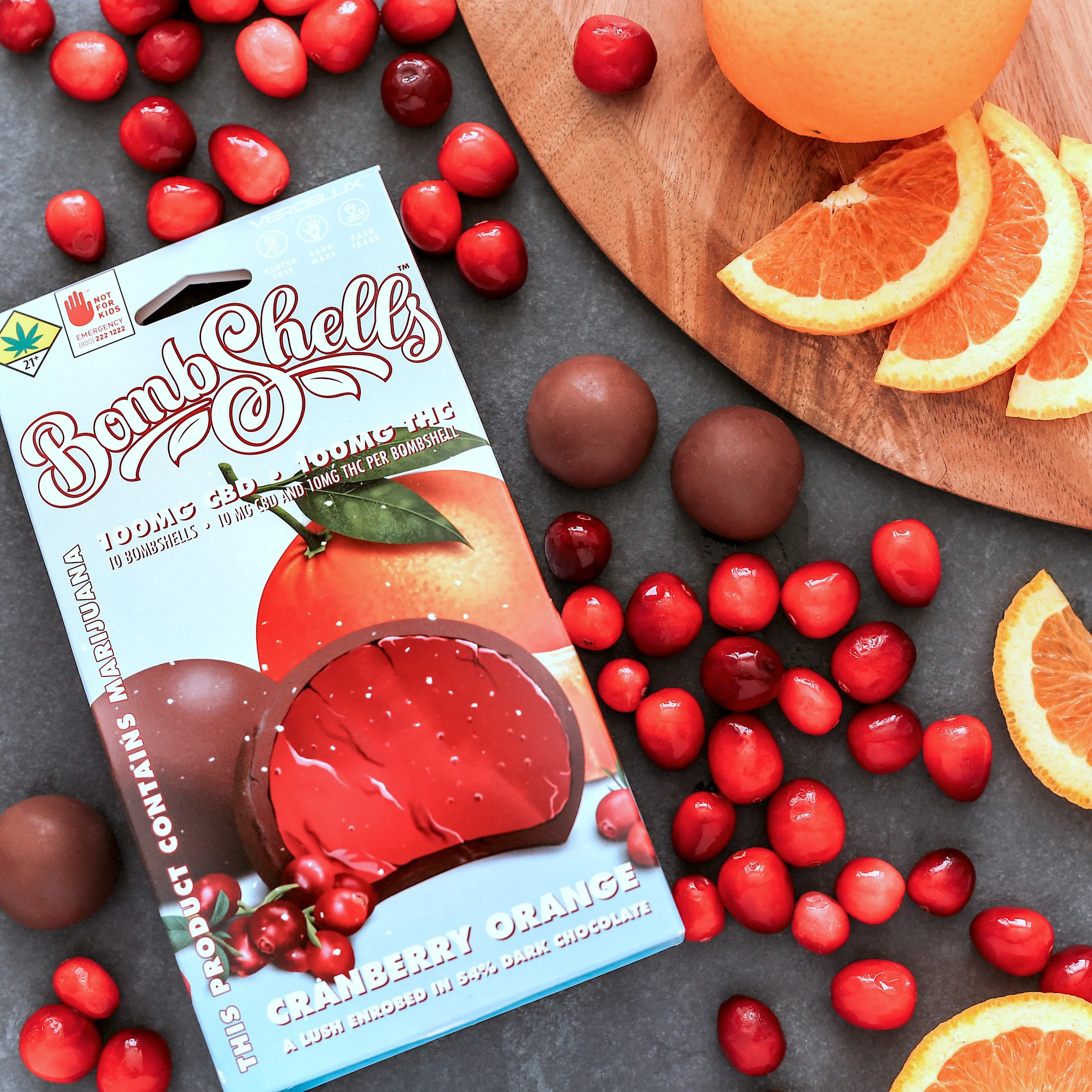 Bombshells Chocolate Covered Cranberry Orange Gummy Edibles