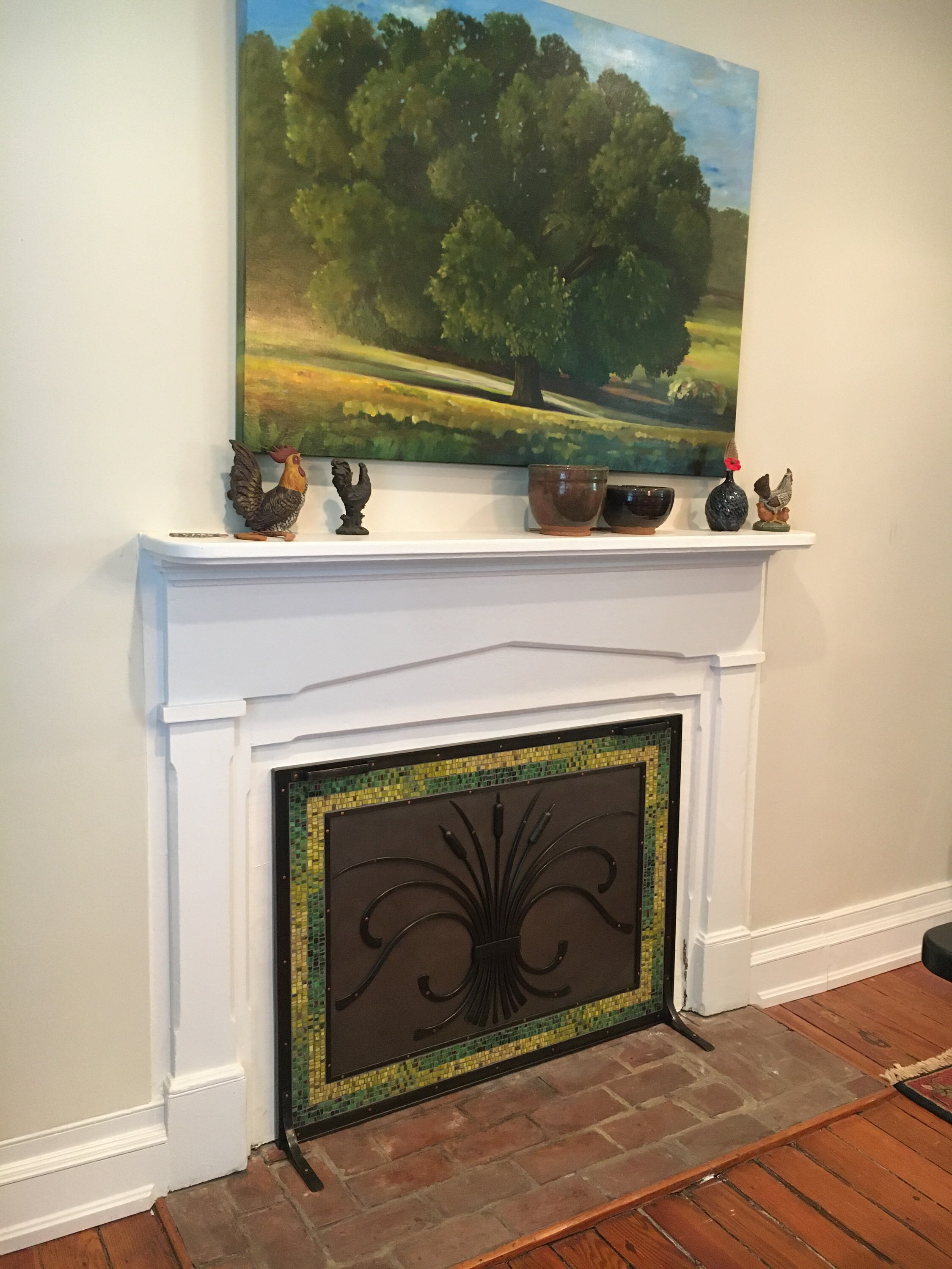 Custom Forged Steel and Mosaic Fireplace Cover Collaborations — Phoenix ...
