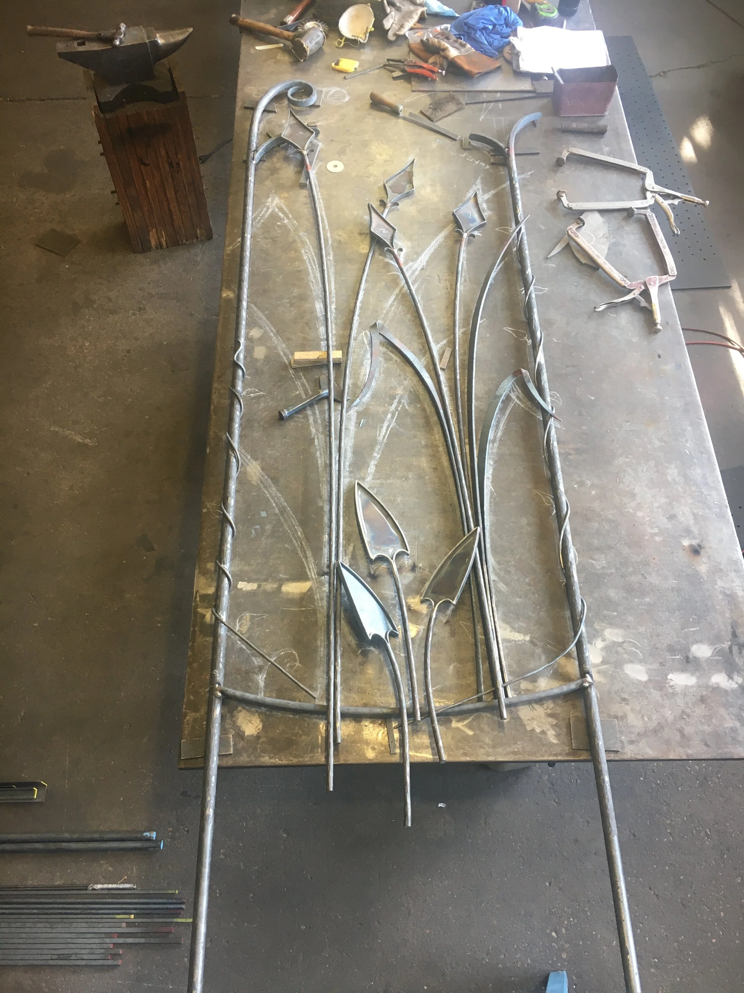 Forged Steel and Mosaic Custom Garden Sculpture — Phoenix Handcraft