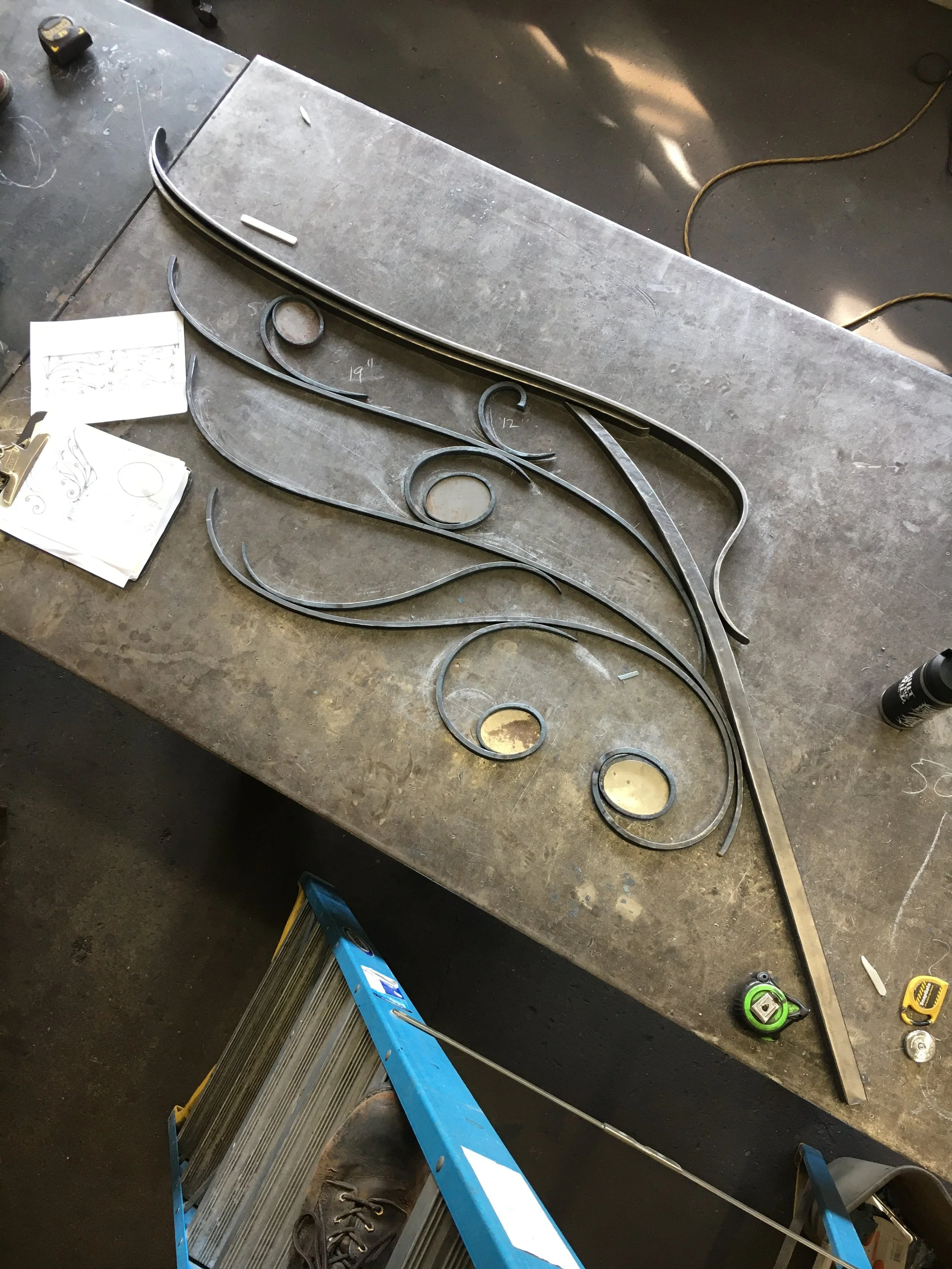 Forged Interior Railing with Mosaic Inlay — Phoenix Handcraft