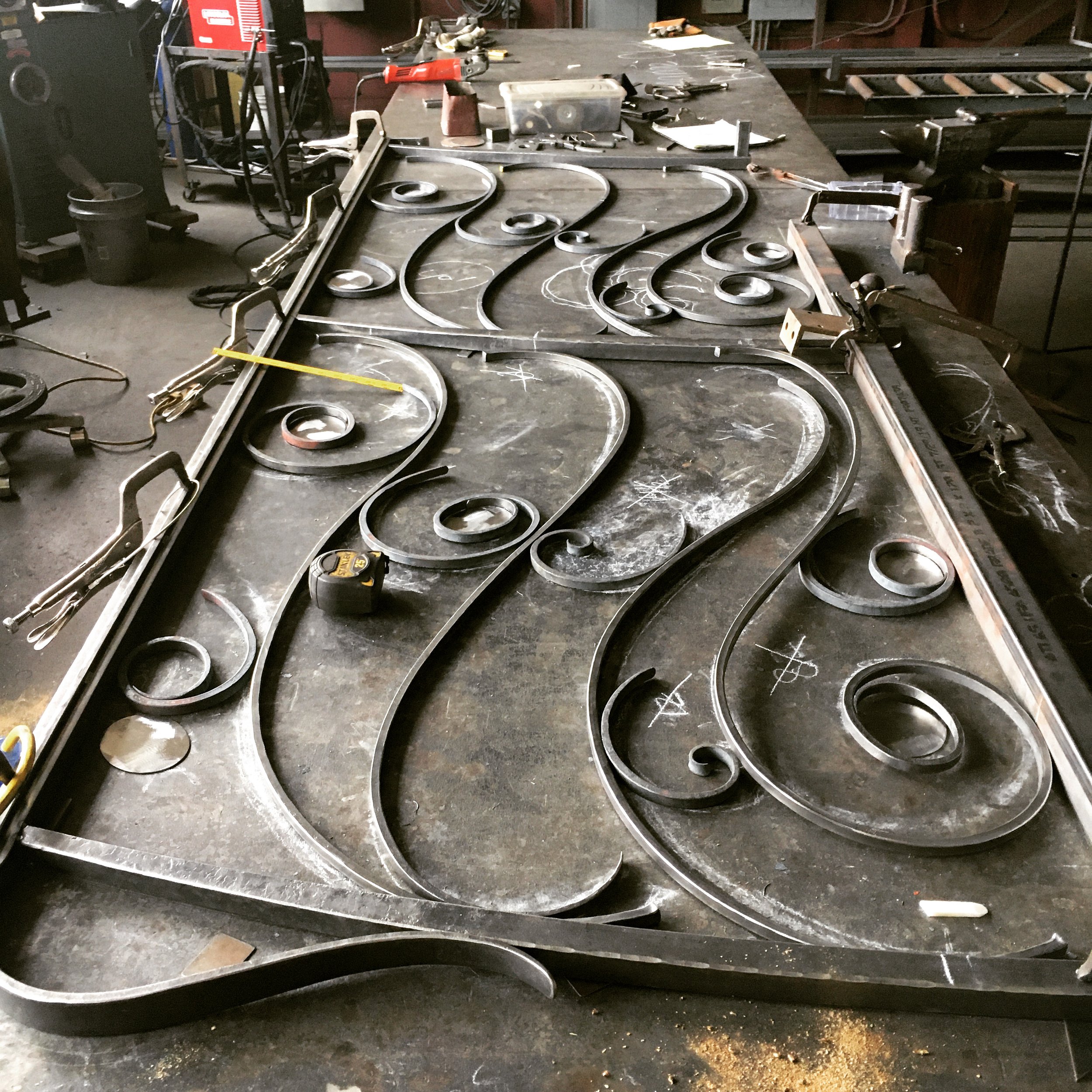 Forged Interior Railing with Mosaic Inlay — Phoenix Handcraft