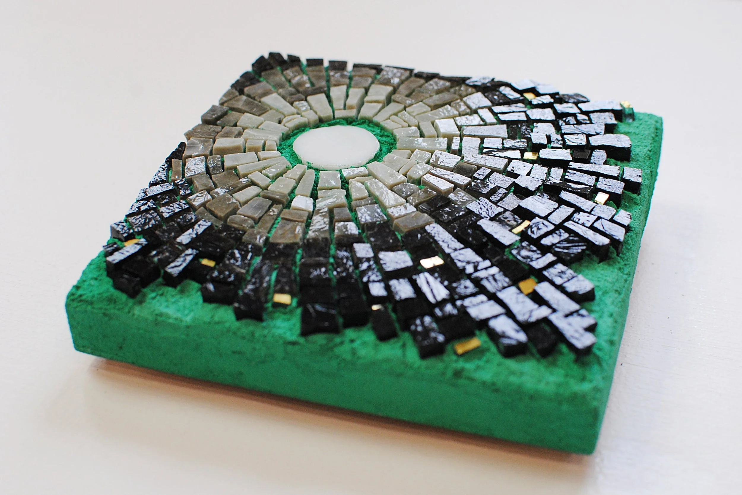 "Full Moon in Black and Green" mosaic wall art — Phoenix Handcraft