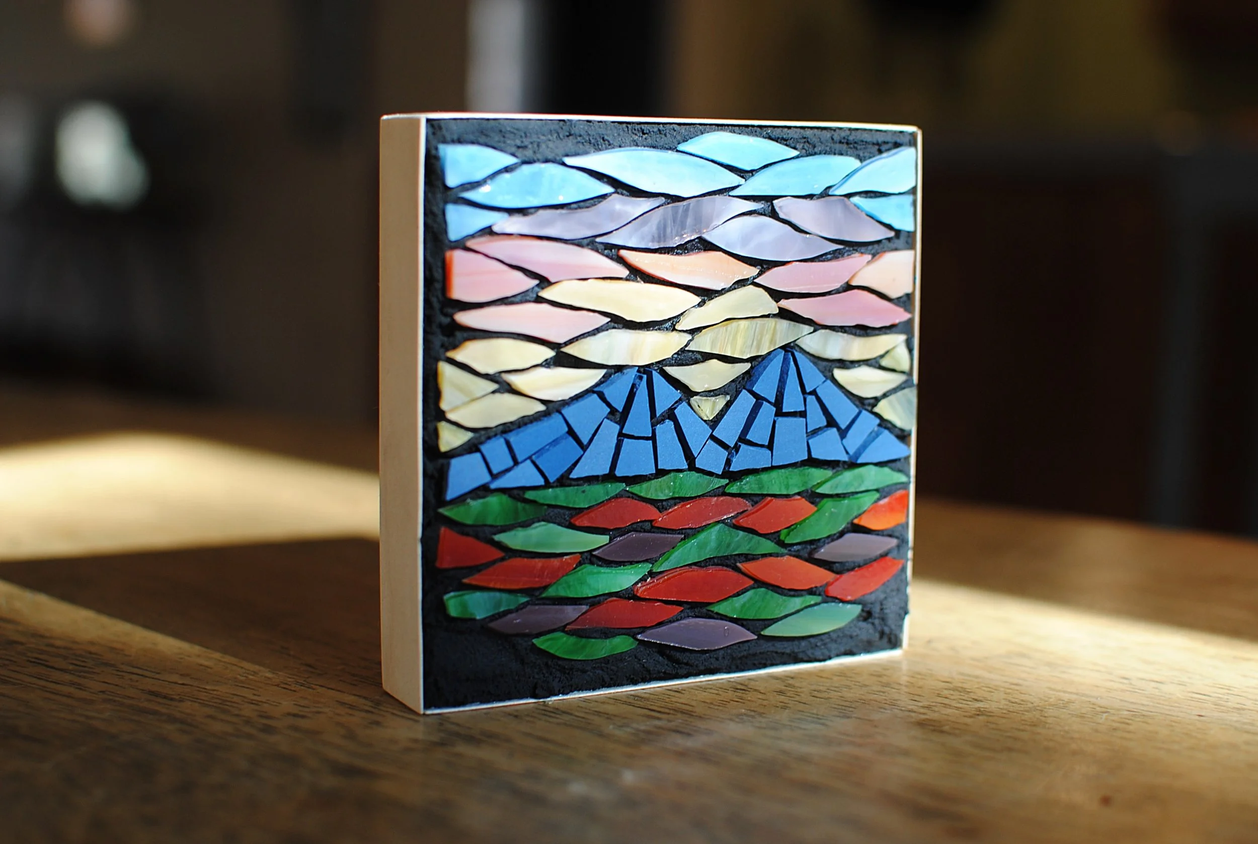 Mountain Landscape mosaic wall or shelf art — Phoenix Handcraft