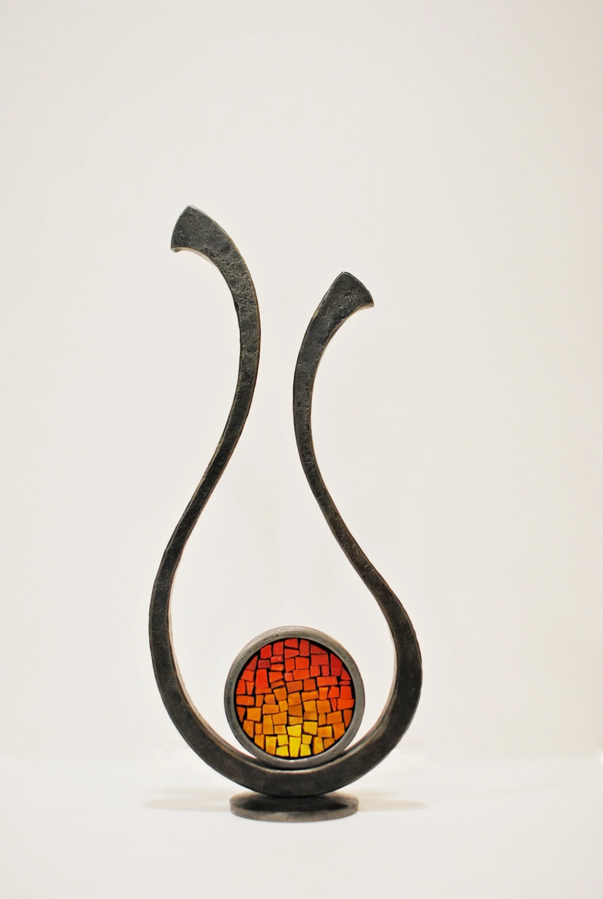 Abstract Steel and Mosaic Tabletop Sculptures — Phoenix Handcraft