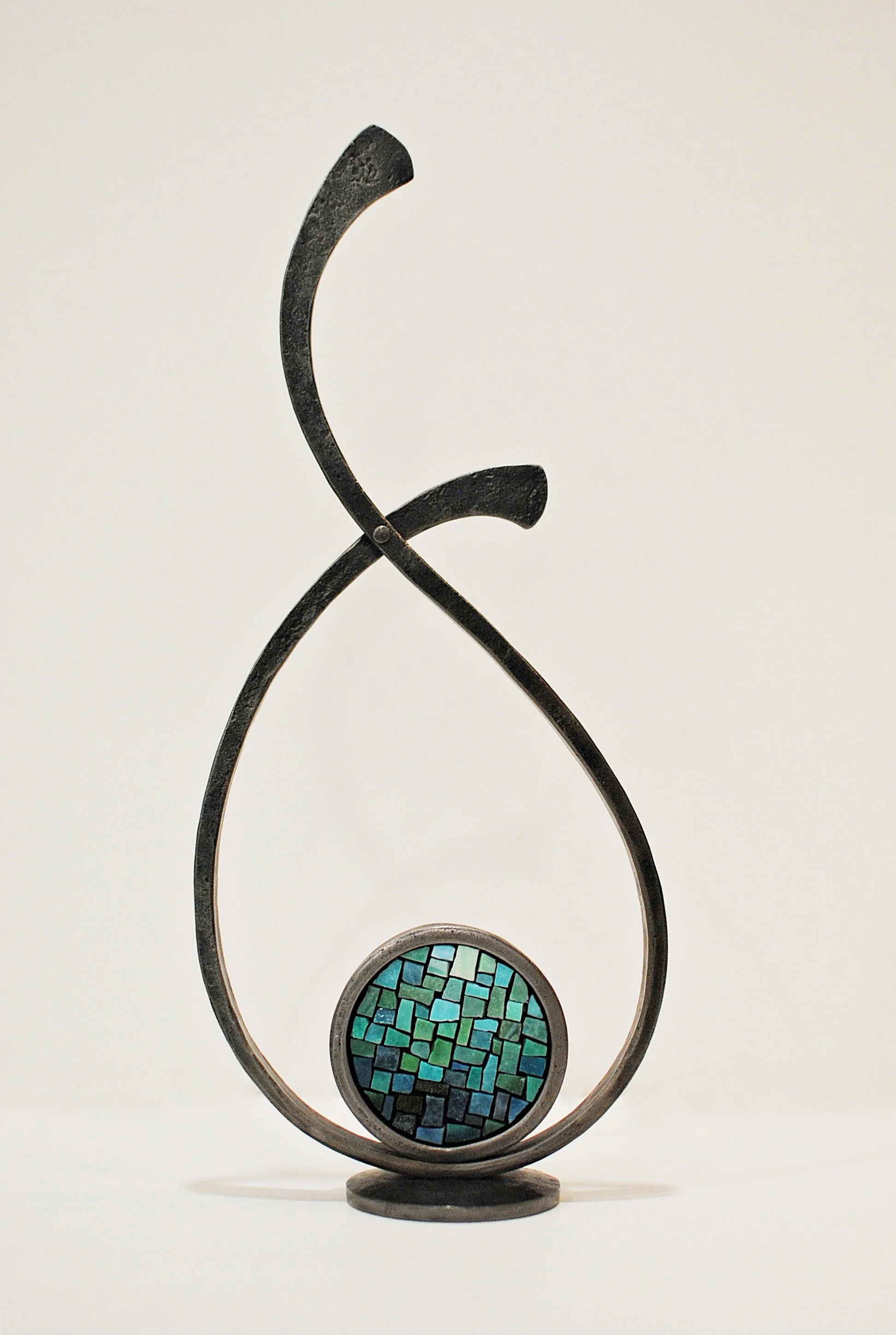 Abstract Steel and Mosaic Tabletop Sculptures — Phoenix Handcraft