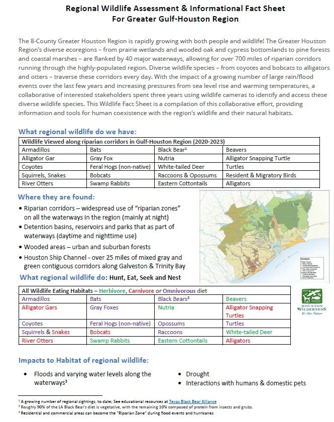 Regional Wildlife Assessment & Info Fact Sheet (2022) — Houston Wilderness