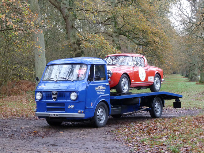Black and White Garage - 1972 Alfa Romeo A12 Car Transporter by Scattolini