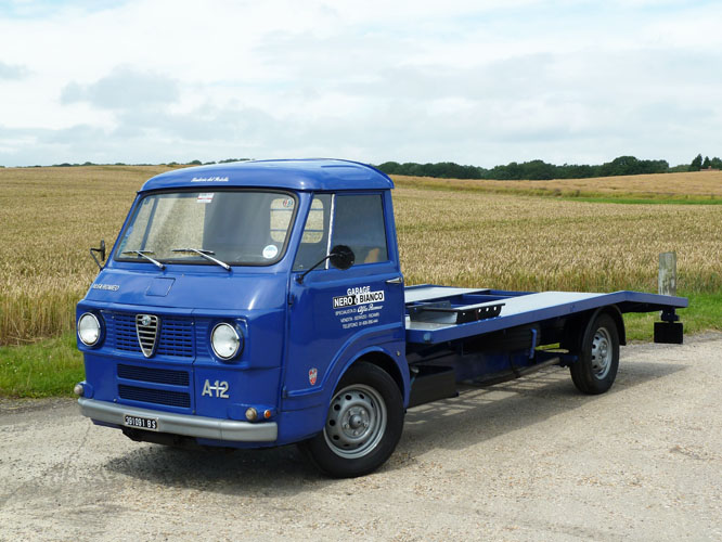Black and White Garage - 1972 Alfa Romeo A12 Car Transporter by Scattolini