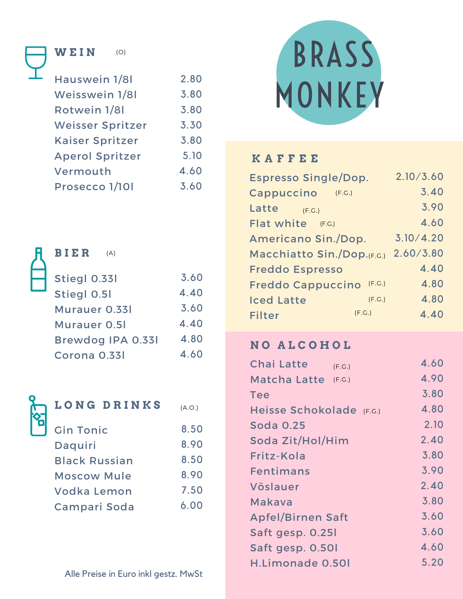 Menu — Brass Monkey