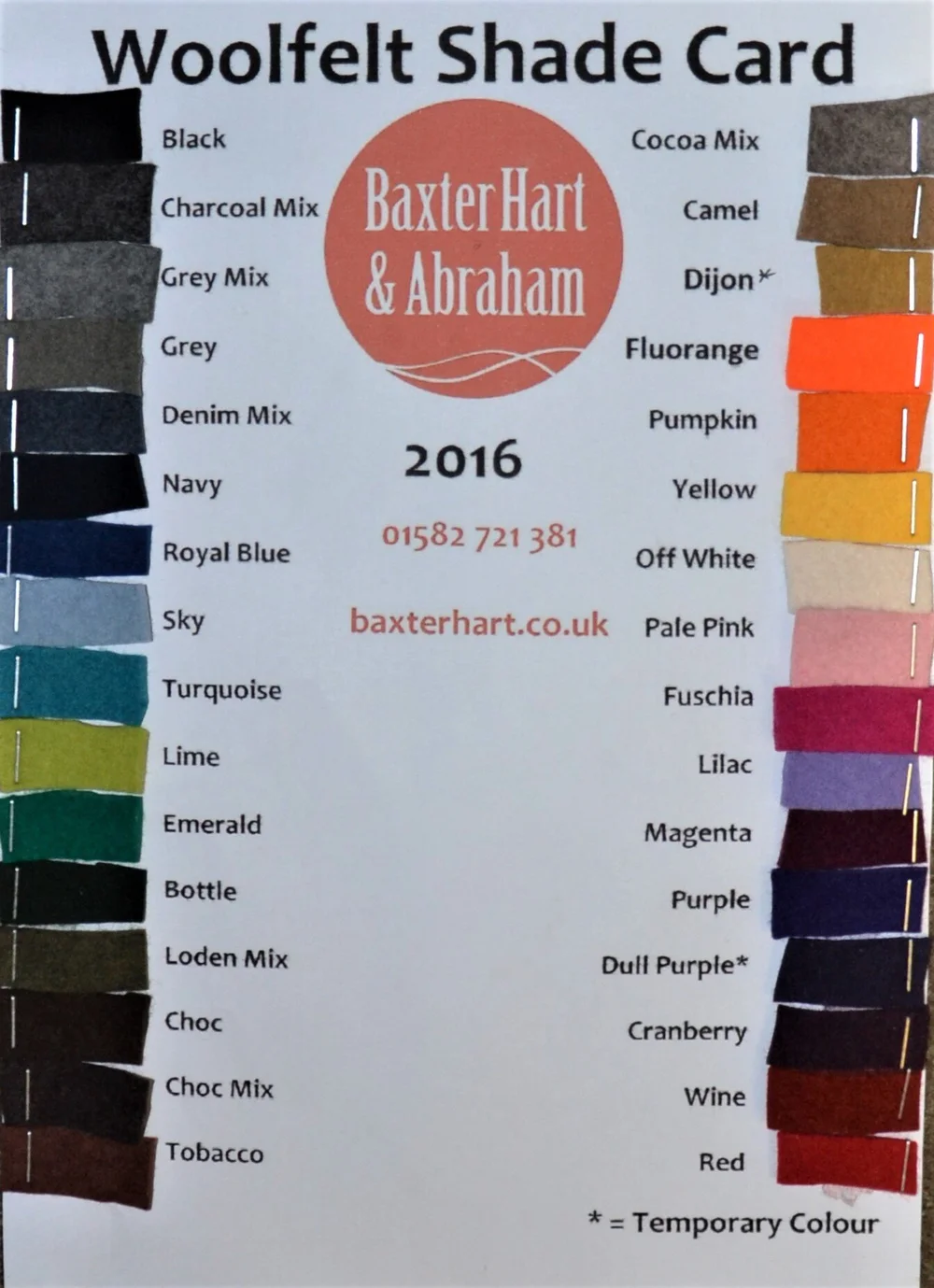 Shade Cards — Baxter Hart & Abraham