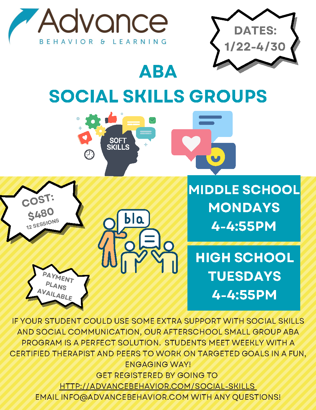 Middle High School Social Skills — Advance Behavior