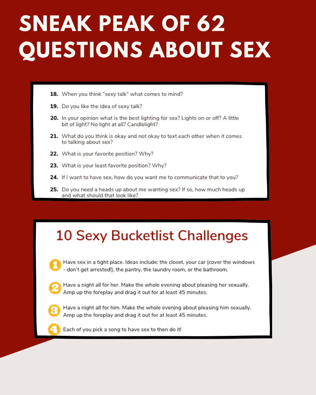 62 Questions About Sex — Awesome Marriage — Marriage Relationships