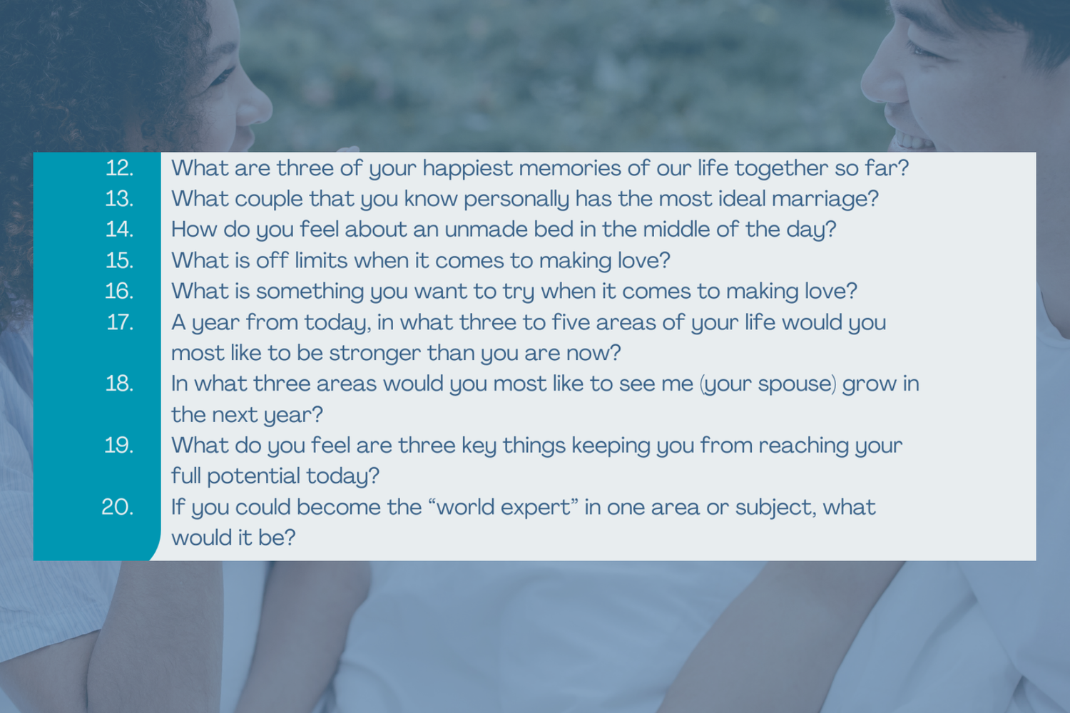 Creative Questions To Ask Your Spouse 2.0 — Awesome Marriage — Marriage ...