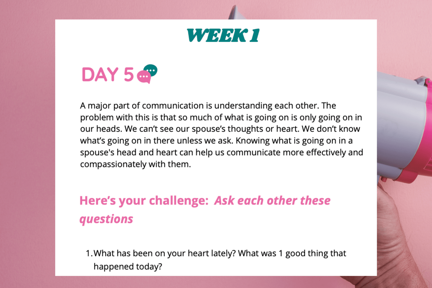 30 Day Communication Challenge — Awesome Marriage — Marriage ...