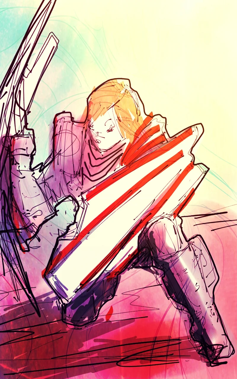 Sketching women in battle suits — nonshape