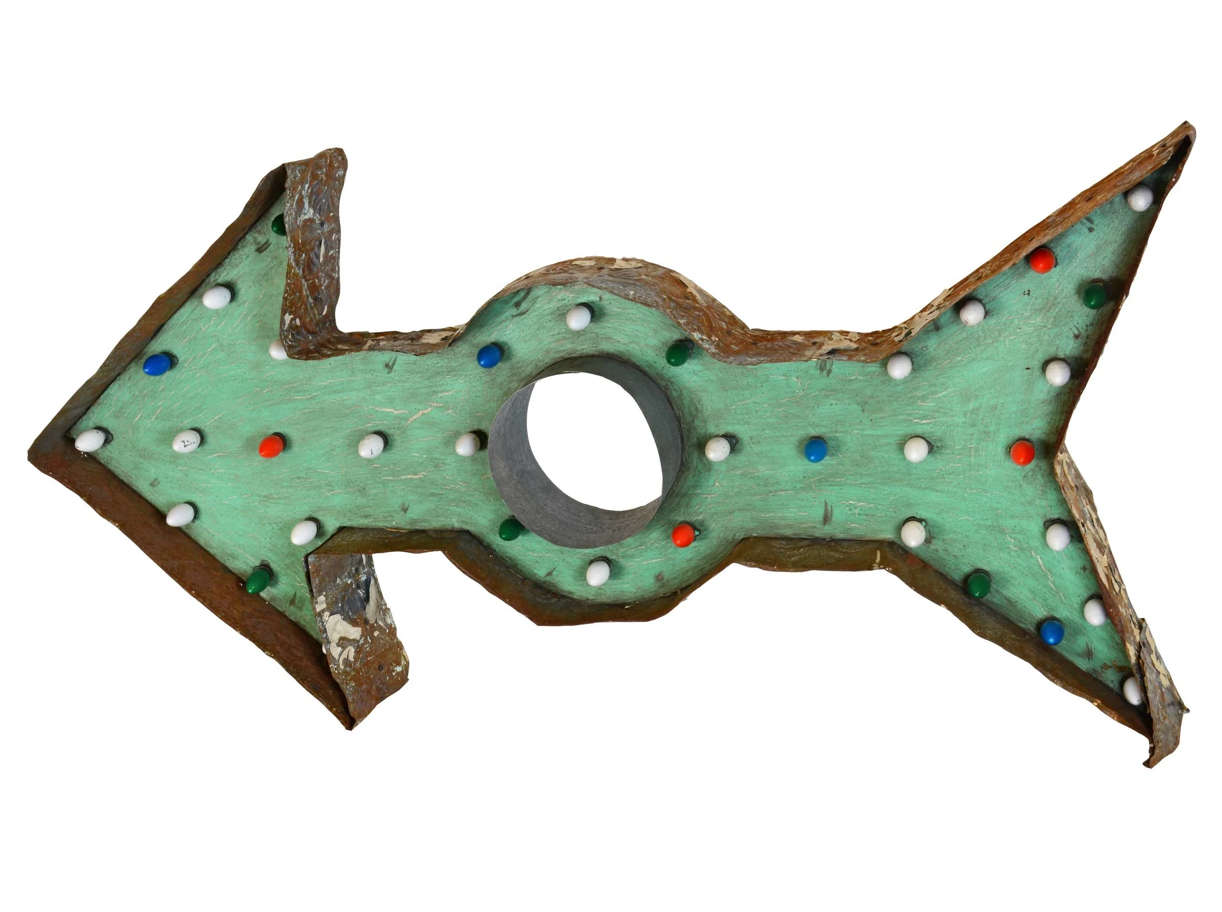 metal arrow sign with lights — ARCHITECTURAL ANTIQUES