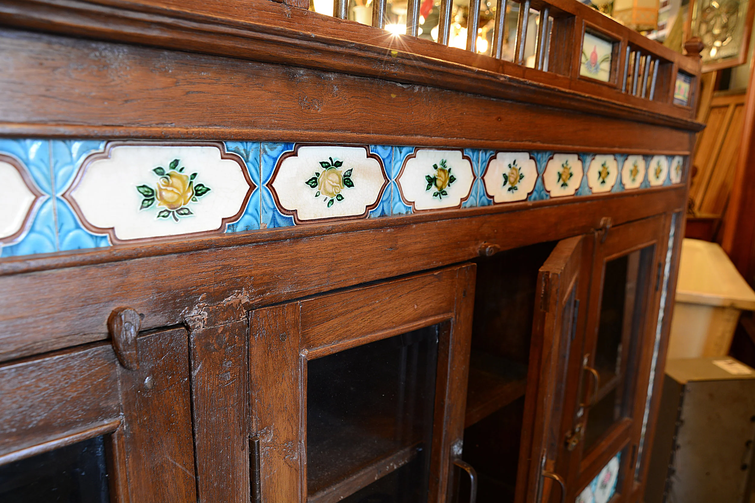 english buffet with tile detail — ARCHITECTURAL ANTIQUES
