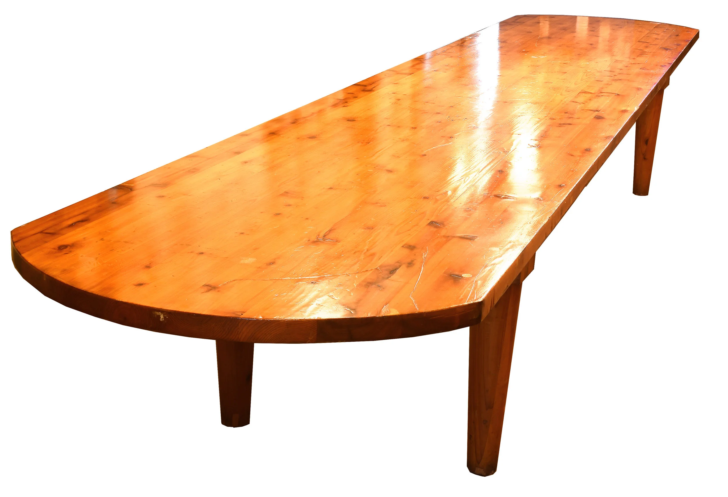 large pine table with curved edges — ARCHITECTURAL ANTIQUES