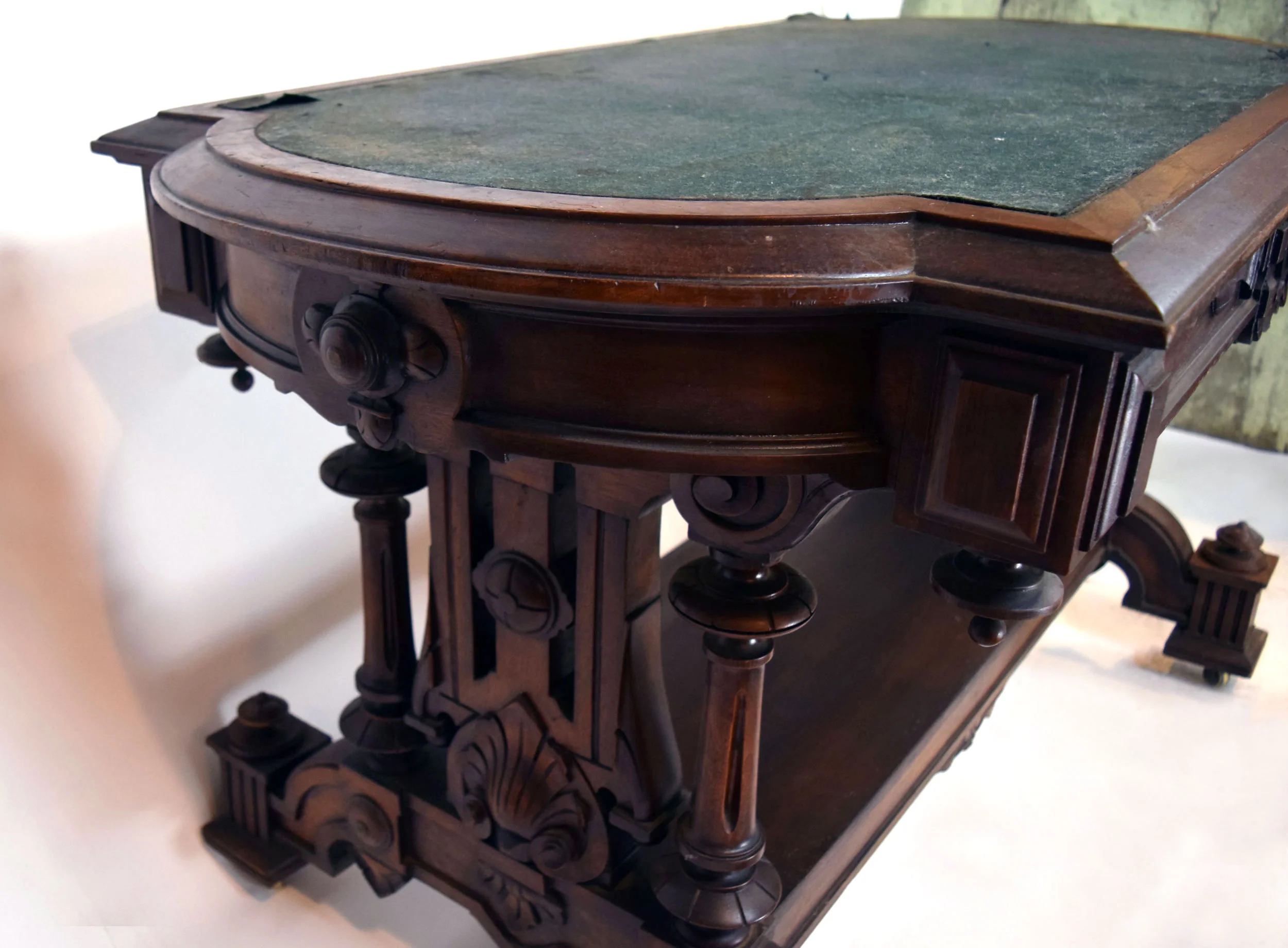 carved walnut library table — ARCHITECTURAL ANTIQUES