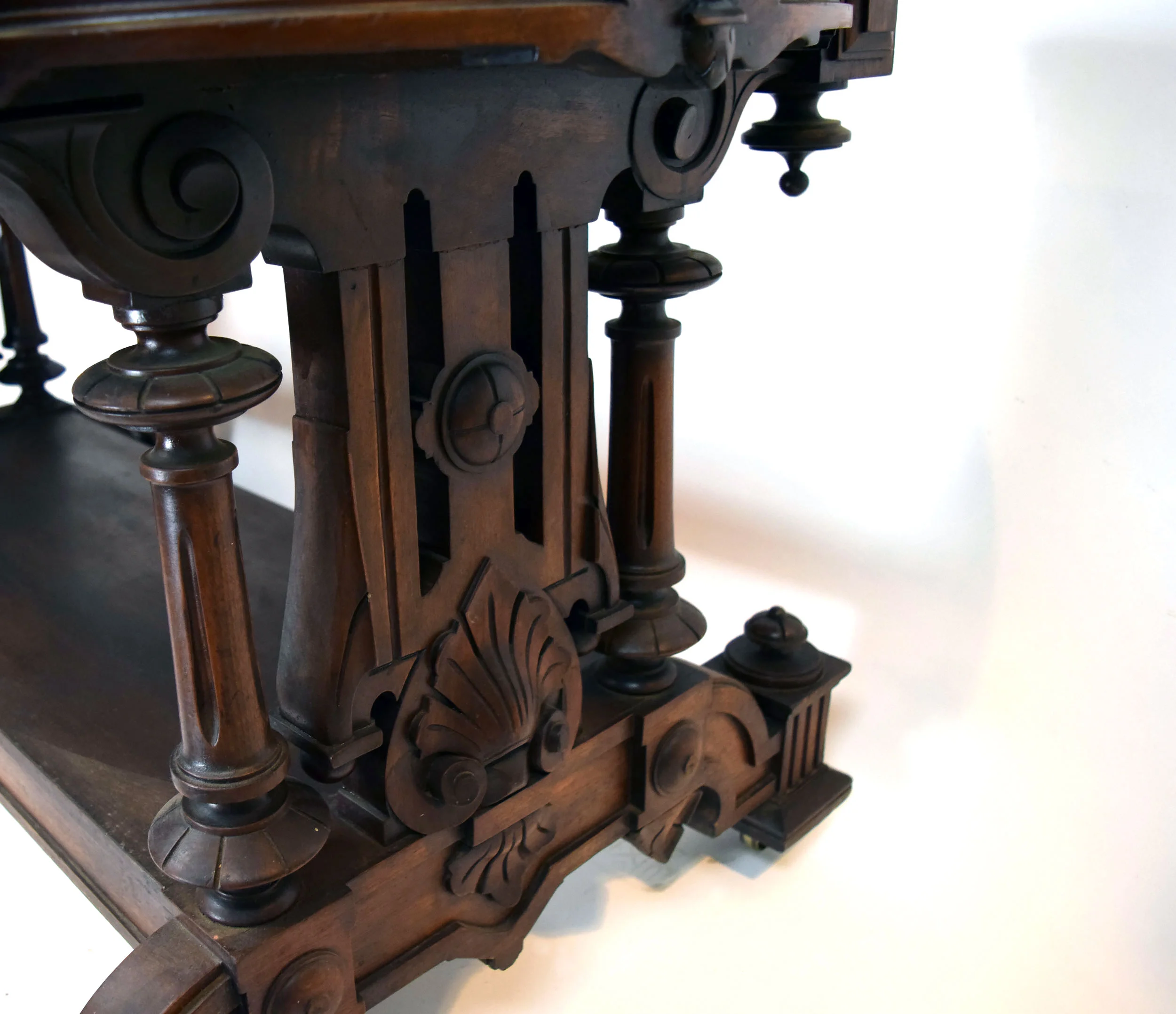 carved walnut library table — ARCHITECTURAL ANTIQUES