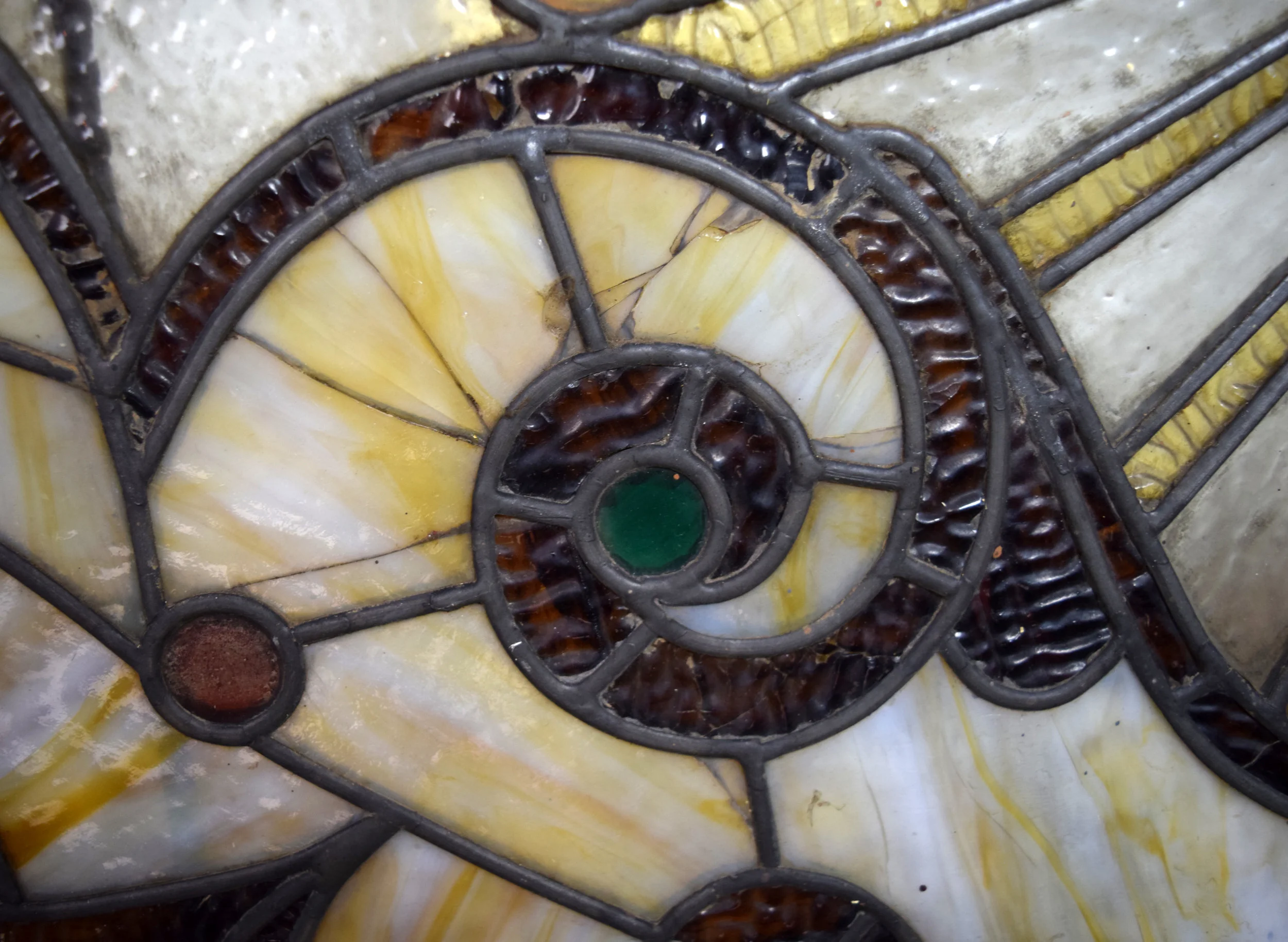 ornate victorian transom with blue fan design — ARCHITECTURAL ANTIQUES