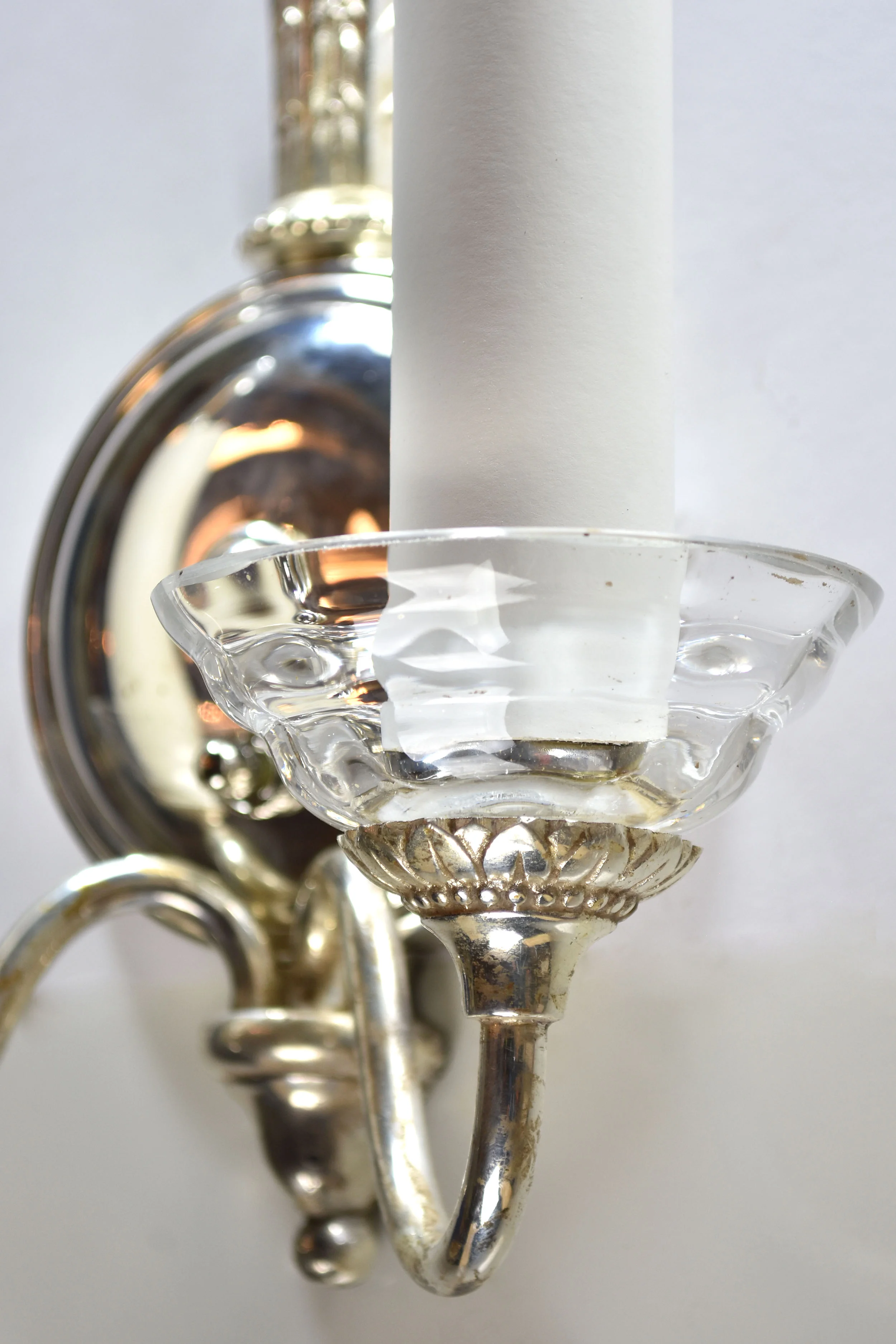 silver 2 arm sconce with center tassel — ARCHITECTURAL ANTIQUES