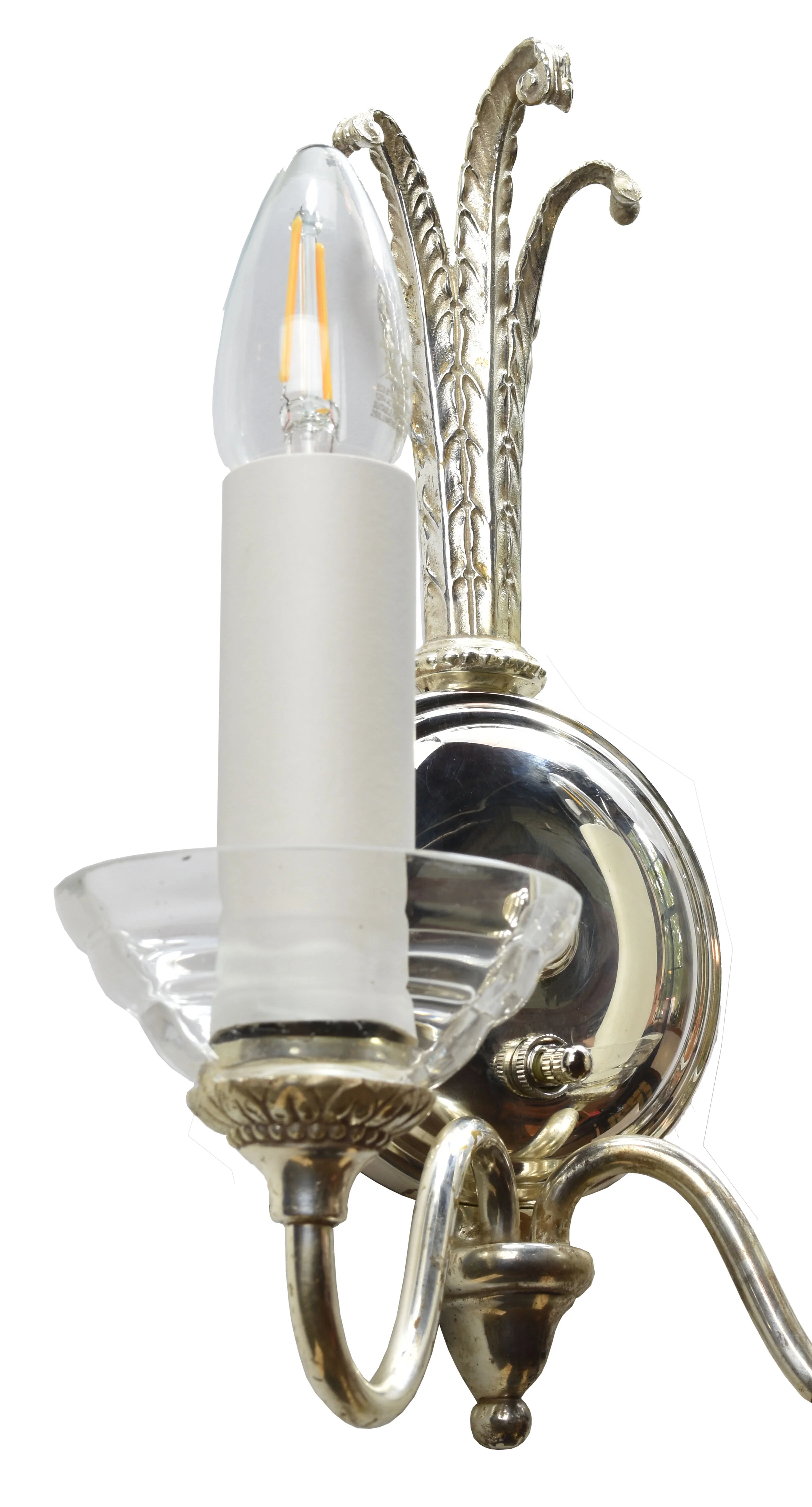 silver 2 arm sconce with center tassel — ARCHITECTURAL ANTIQUES