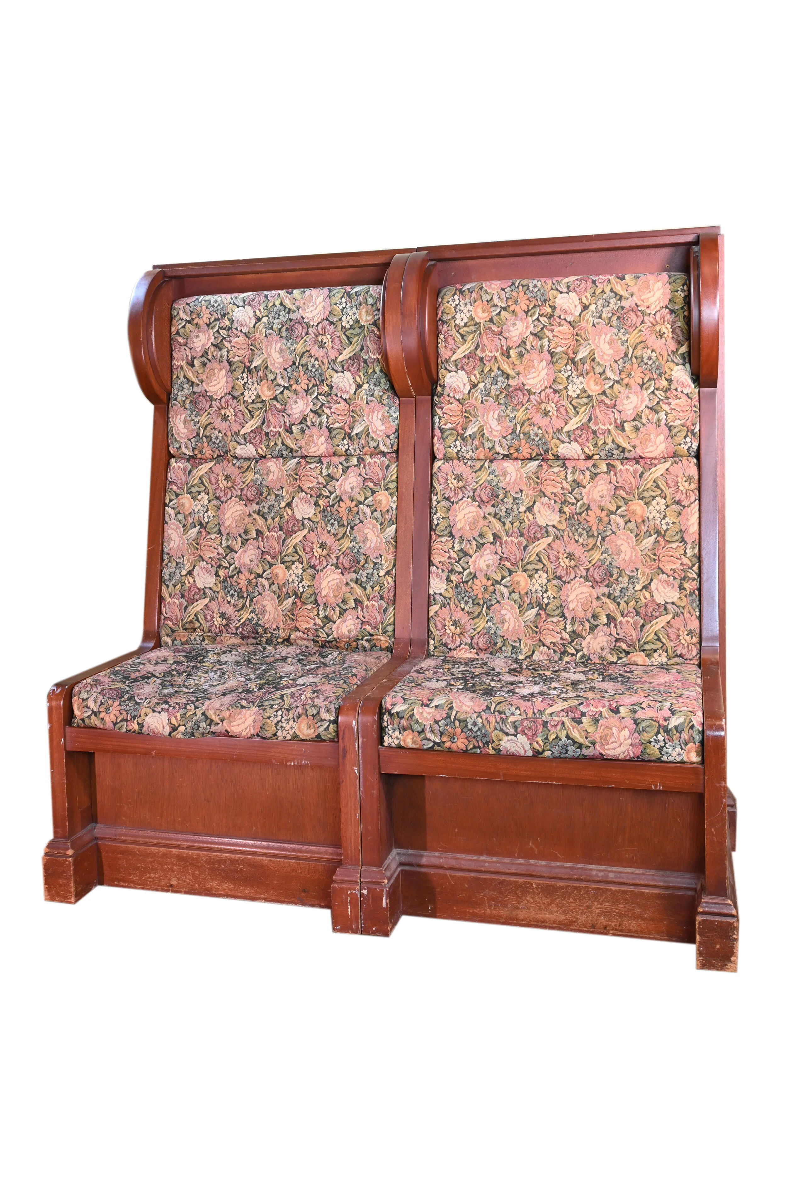 upholstered railroad chairs — ARCHITECTURAL ANTIQUES