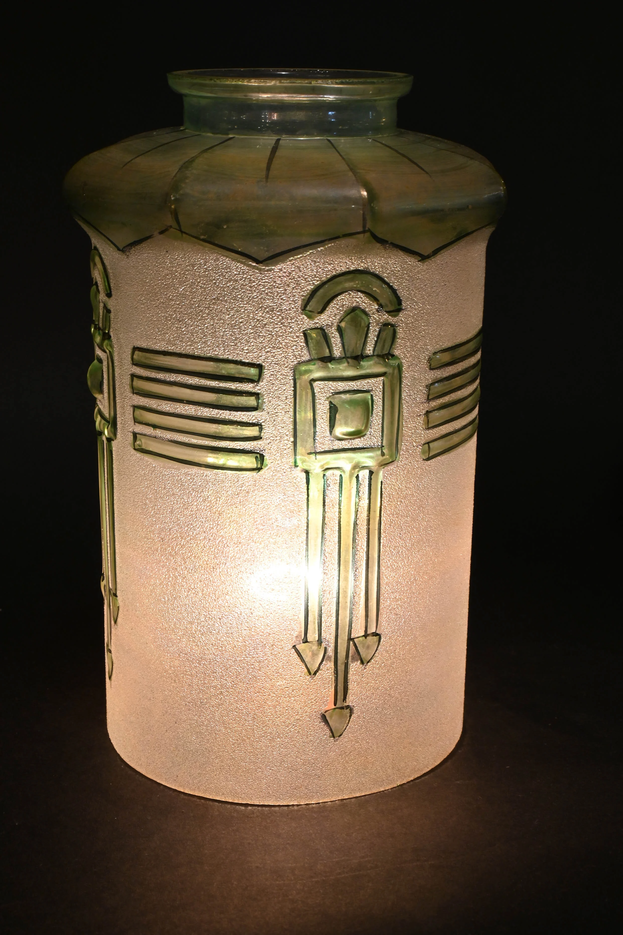 arts & crafts green handel shades, three available — ARCHITECTURAL ANTIQUES