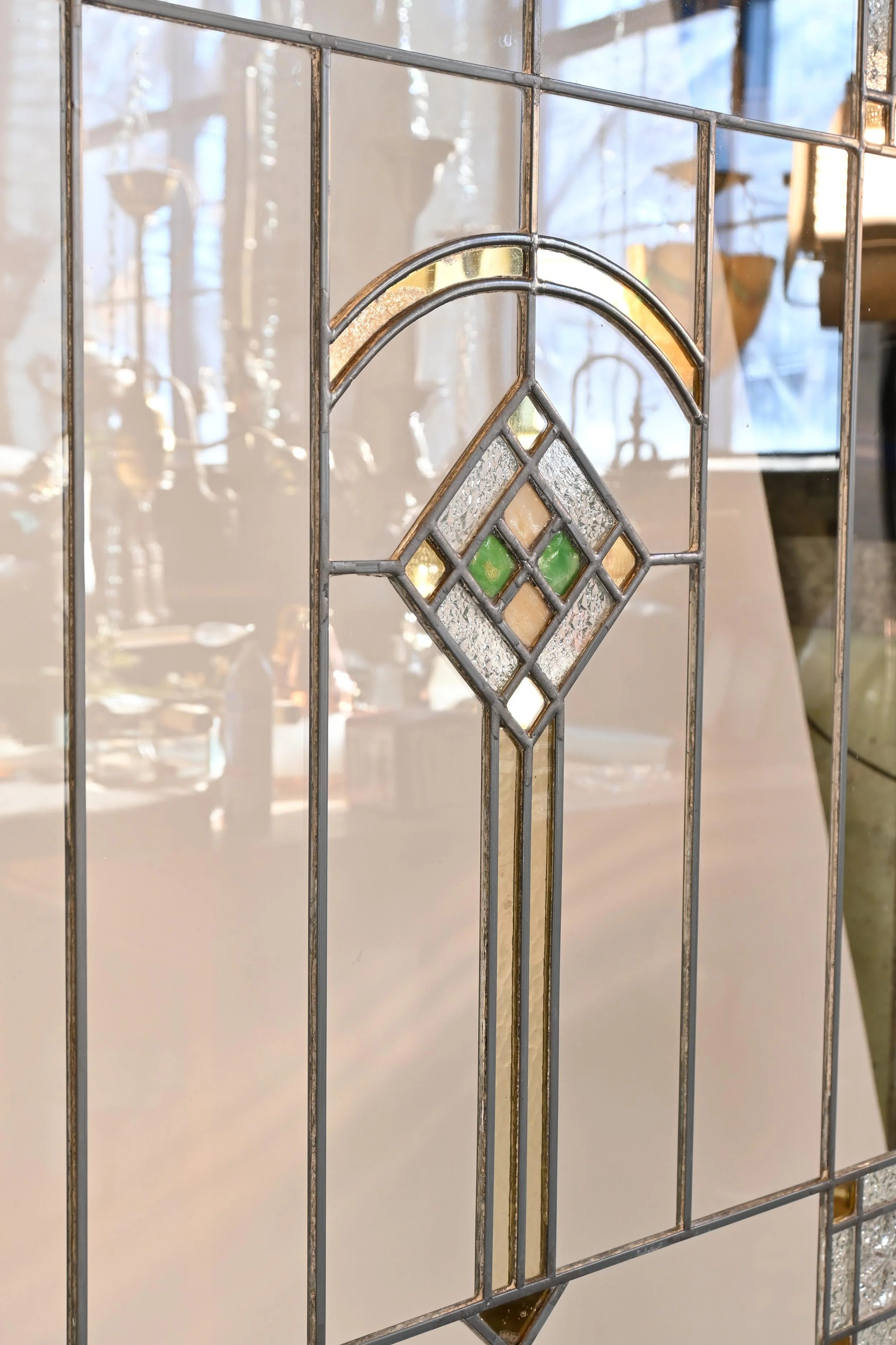 prairie & bungalow leaded glass windows 26" wide — ARCHITECTURAL ANTIQUES