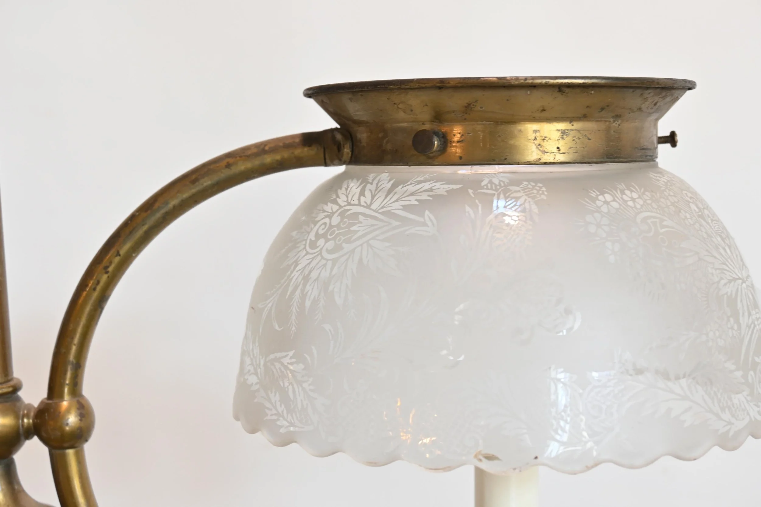 two light gas conversion with drop down shade — ARCHITECTURAL ANTIQUES