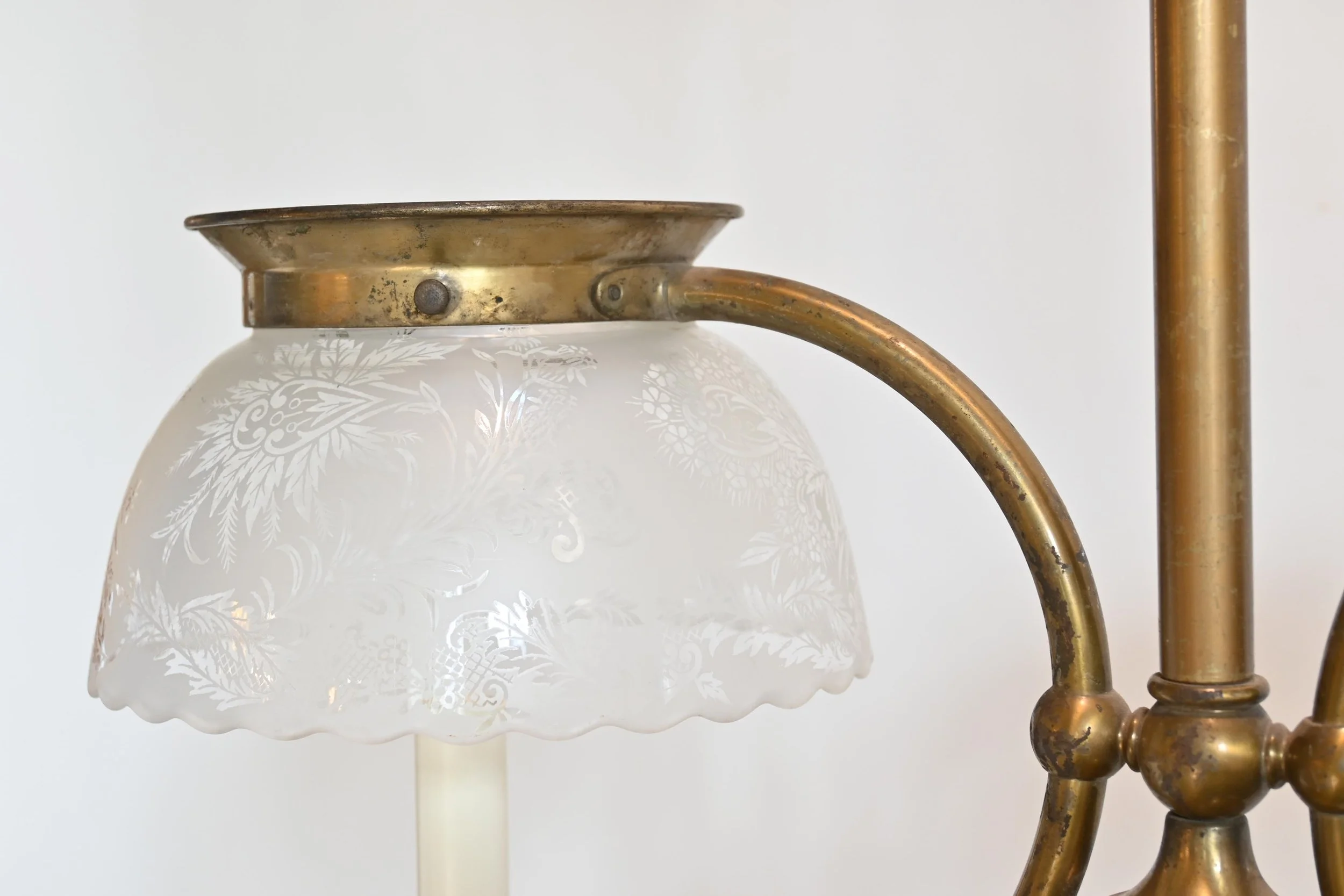 two light gas conversion with drop down shade — ARCHITECTURAL ANTIQUES