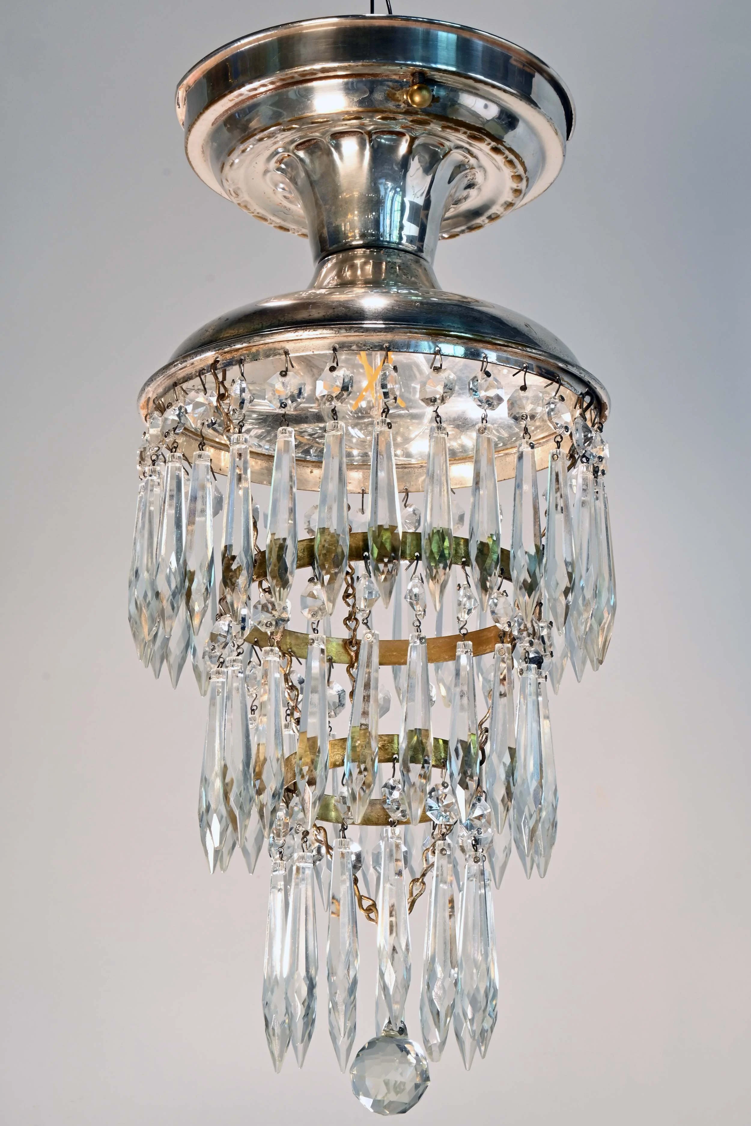 silver & crystal flush waterfall — ARCHITECTURAL ANTIQUES