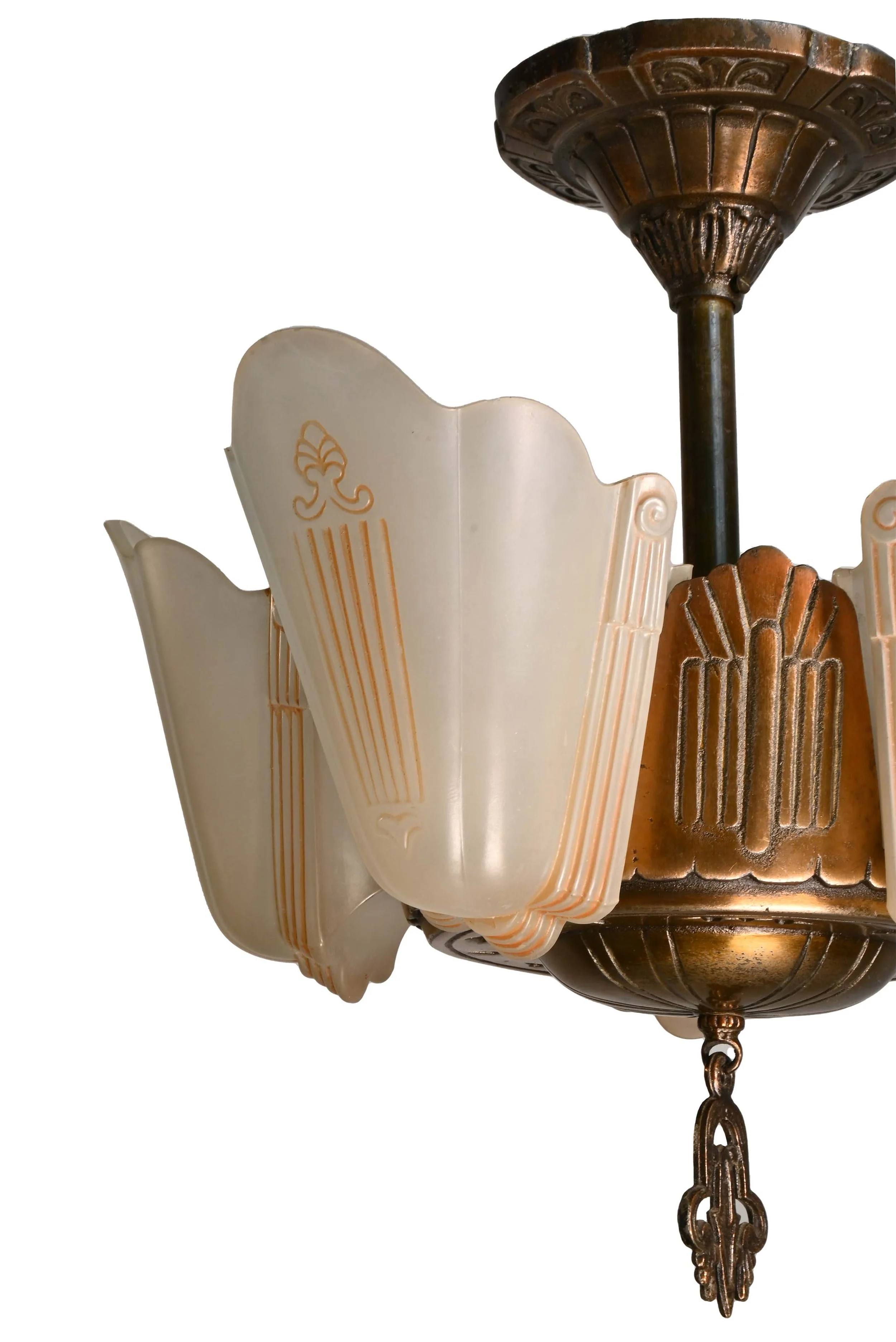 bronze plated slipper shade chandelier 5 light — ARCHITECTURAL ANTIQUES
