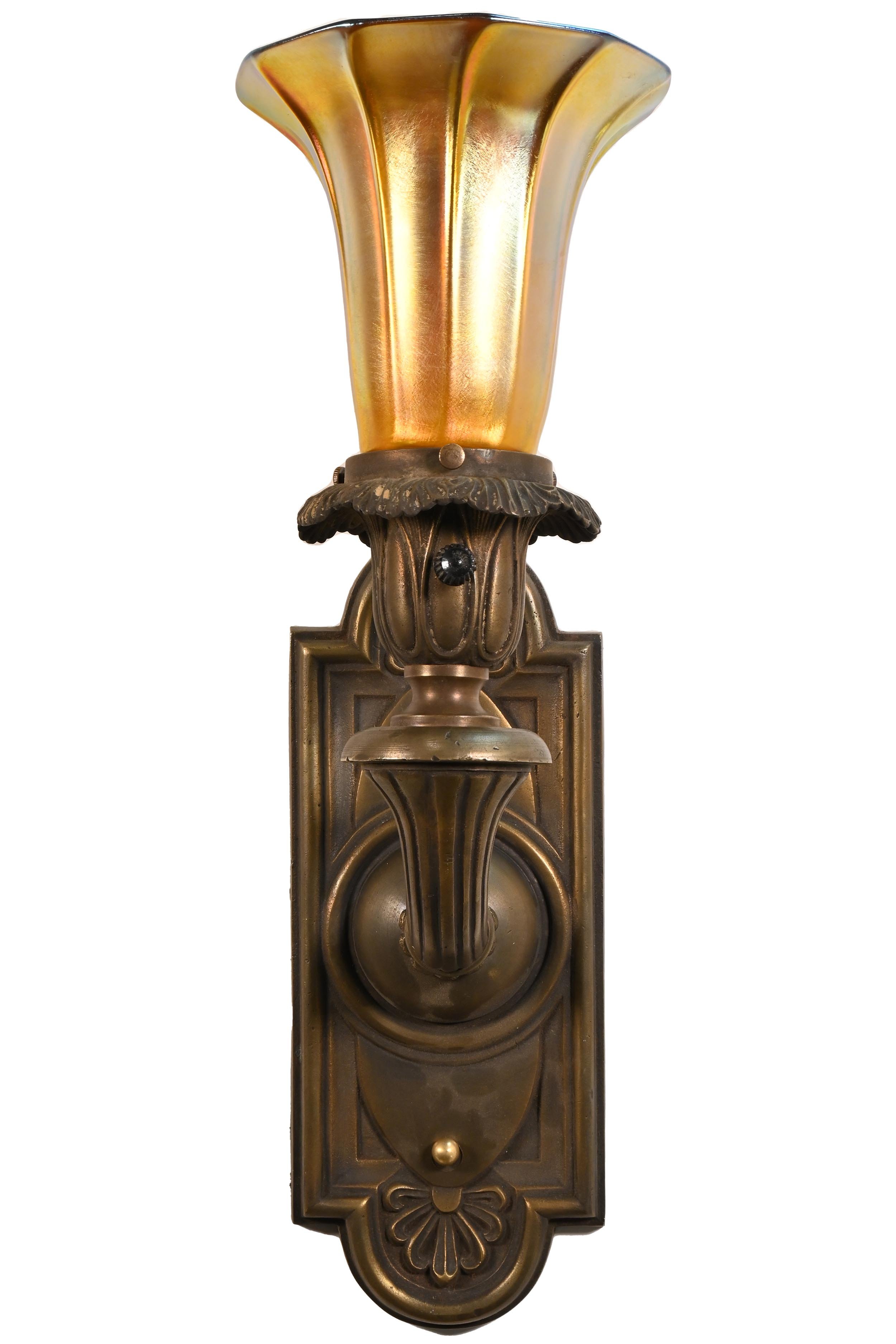 bronze single shade majestic sconce — ARCHITECTURAL ANTIQUES
