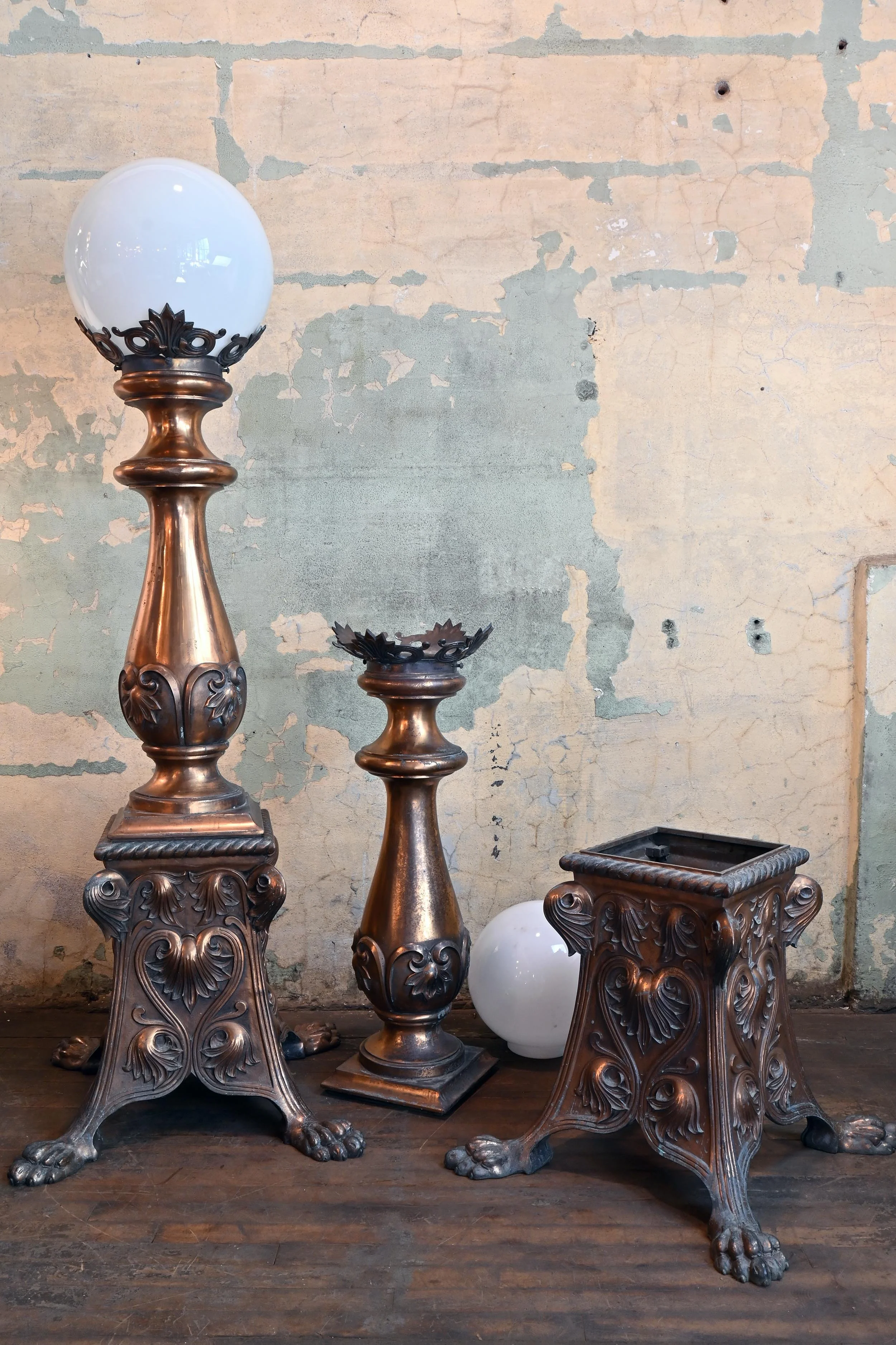 bronze torchère or stanchion pair rococo & beaux arts — ARCHITECTURAL ...