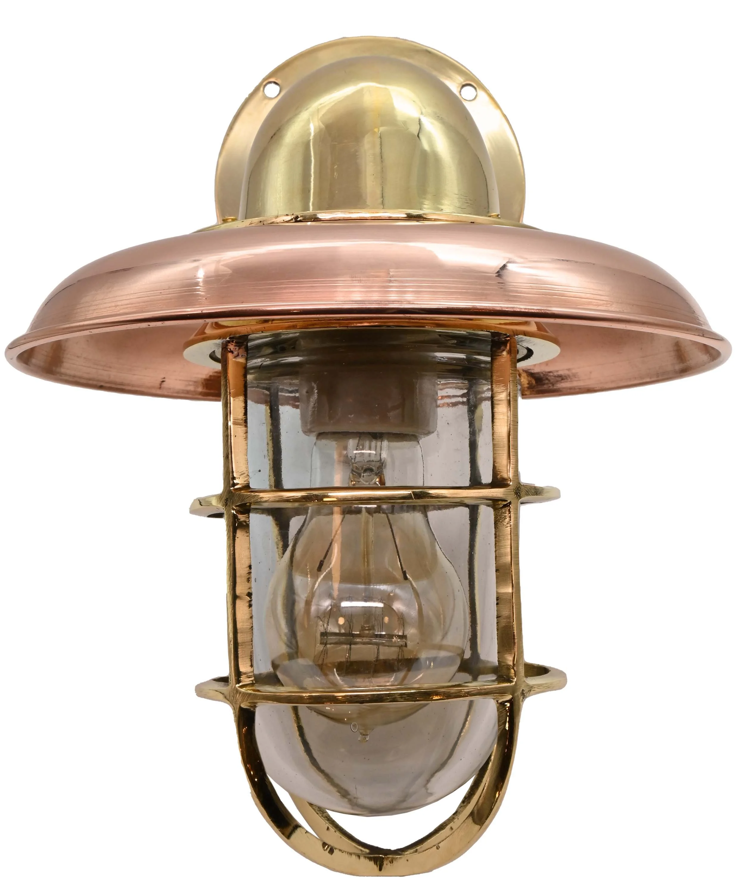 cast brass nautical bulkhead sconce with copper hat — ARCHITECTURAL ...
